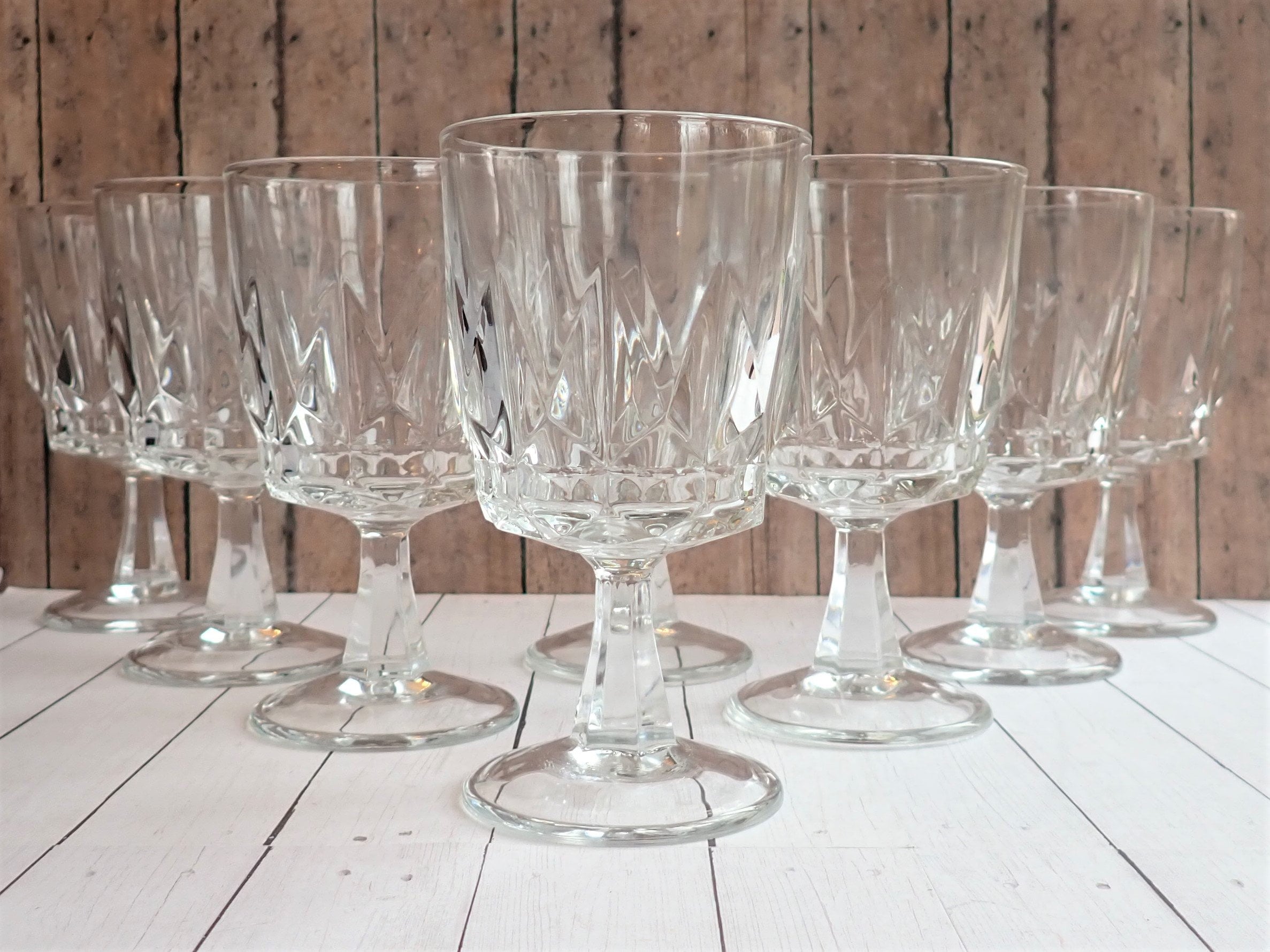 Vintage Arcoroc ARTIC Clear Glass Water Goblet Set of 8 Wine Glasses ...