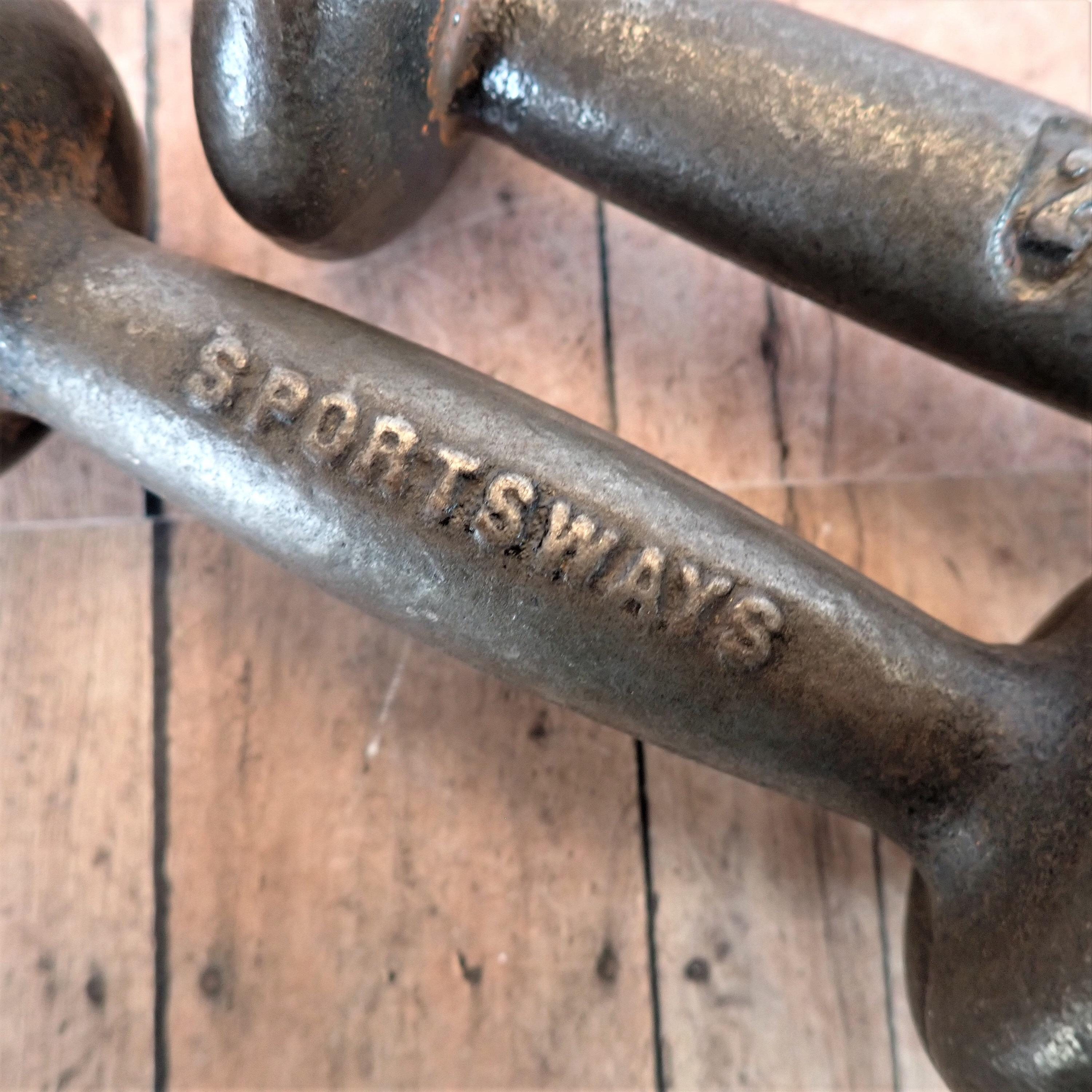 Vintage Cast Iron Barbell Dumbell 2 LB Antique Hand Weight Sports Den ...