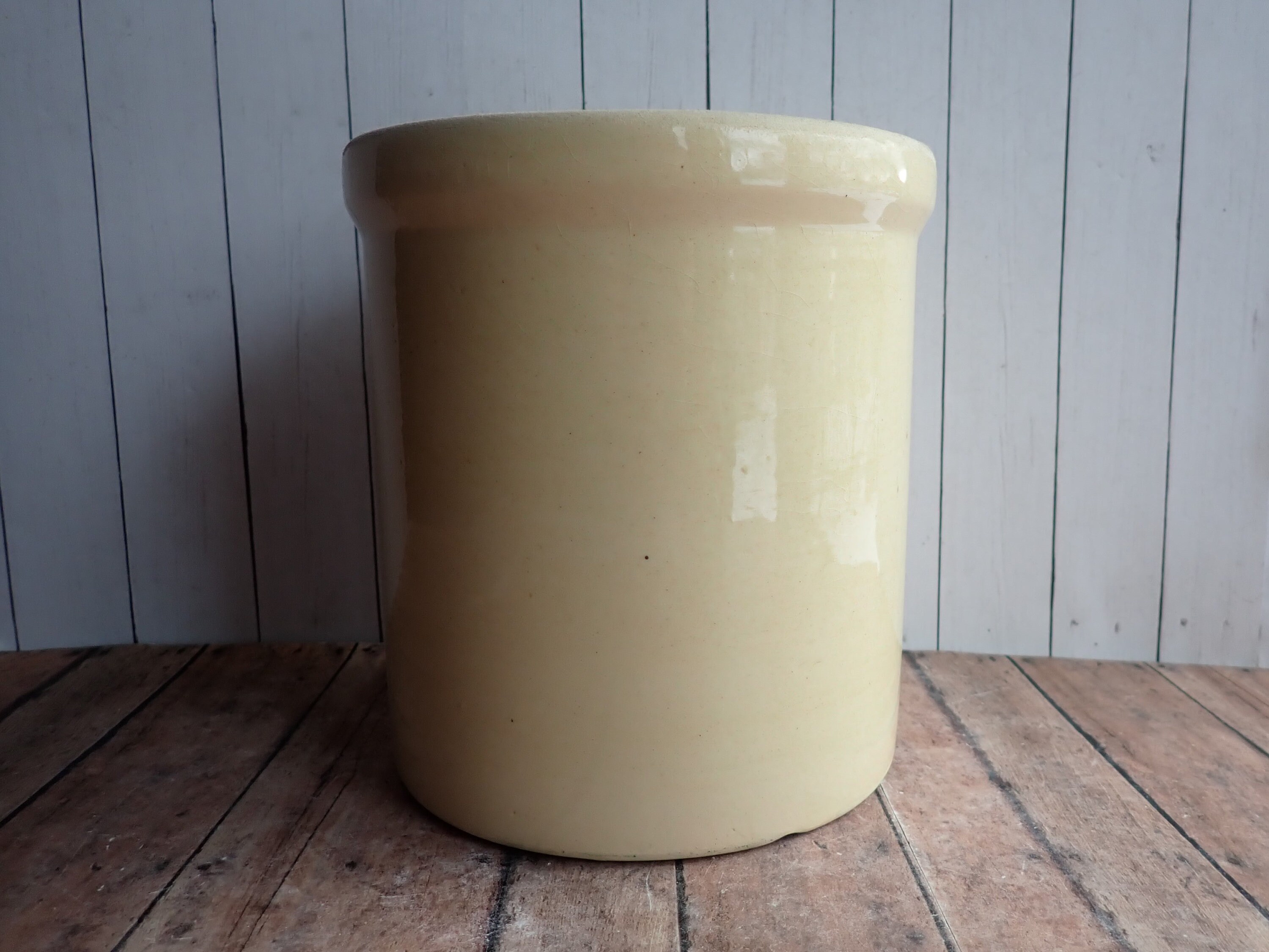 Vintage Stoneware Advertising Crock Cream and Blue Lettering James ...