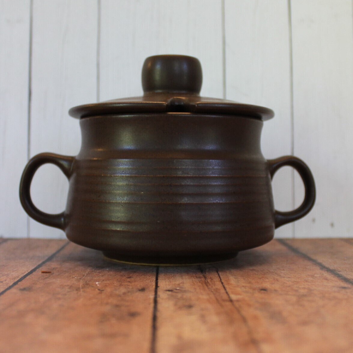Vintage Denby Langley MAYFLOWER Stoneware Sugar Bowl with Lid Brown ...