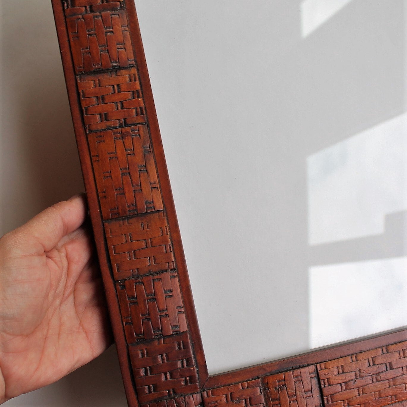 Vintage RARE WOODS 8X10 Picture Photo Frame Brown Woven Wood Design ...