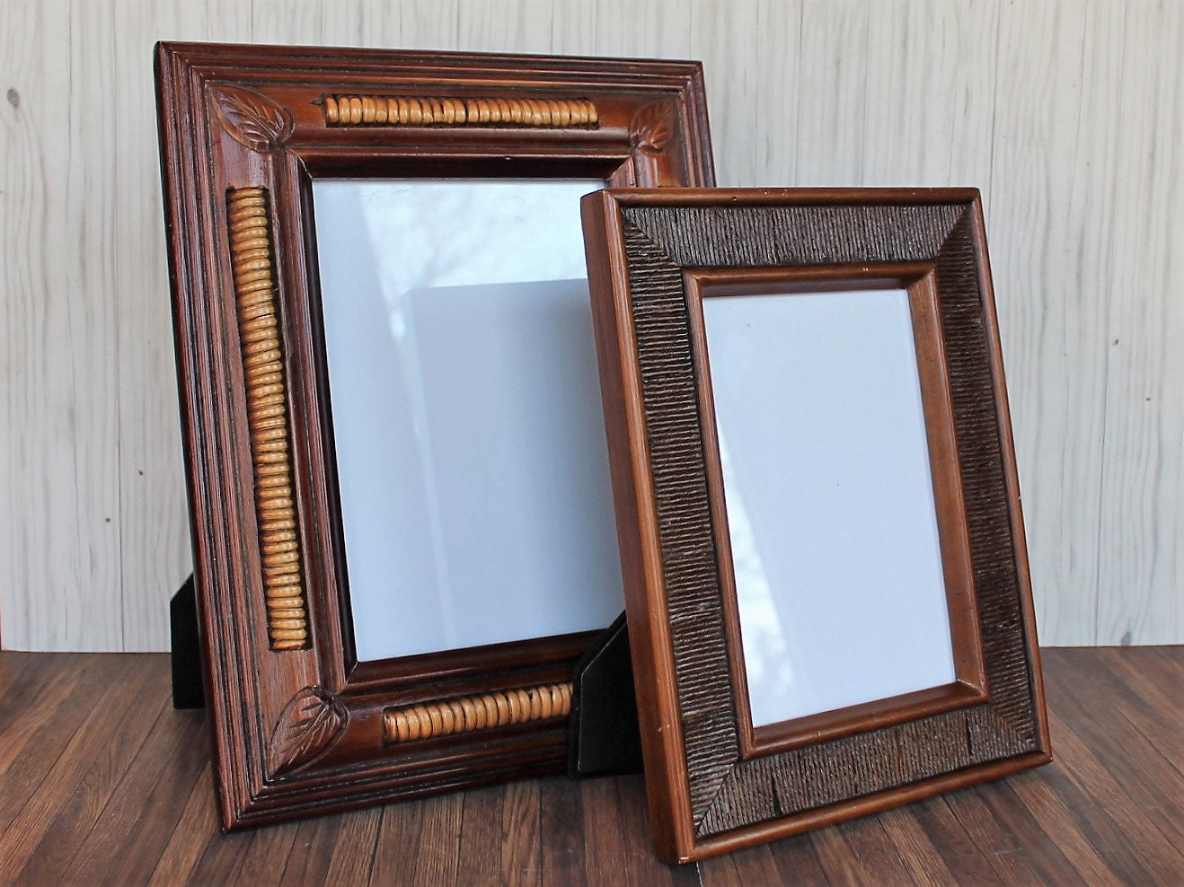 Vintage Wood Photo Picture Frame Set of 2 Coordinating Wooden Frames ...