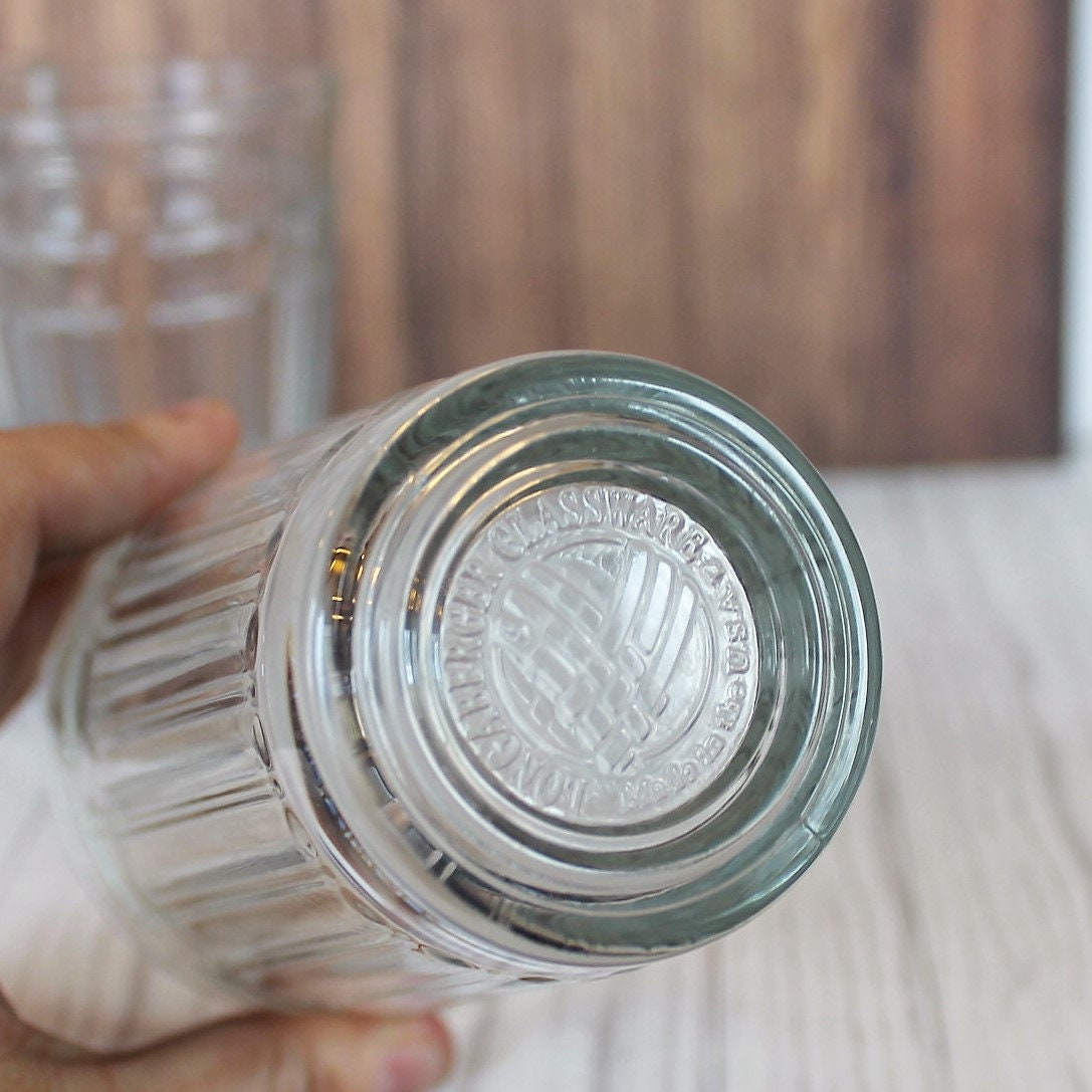 Vintage Longaberger Glass WOVN TRADITIONS Clear Tumbler Set of 4 8 oz ...