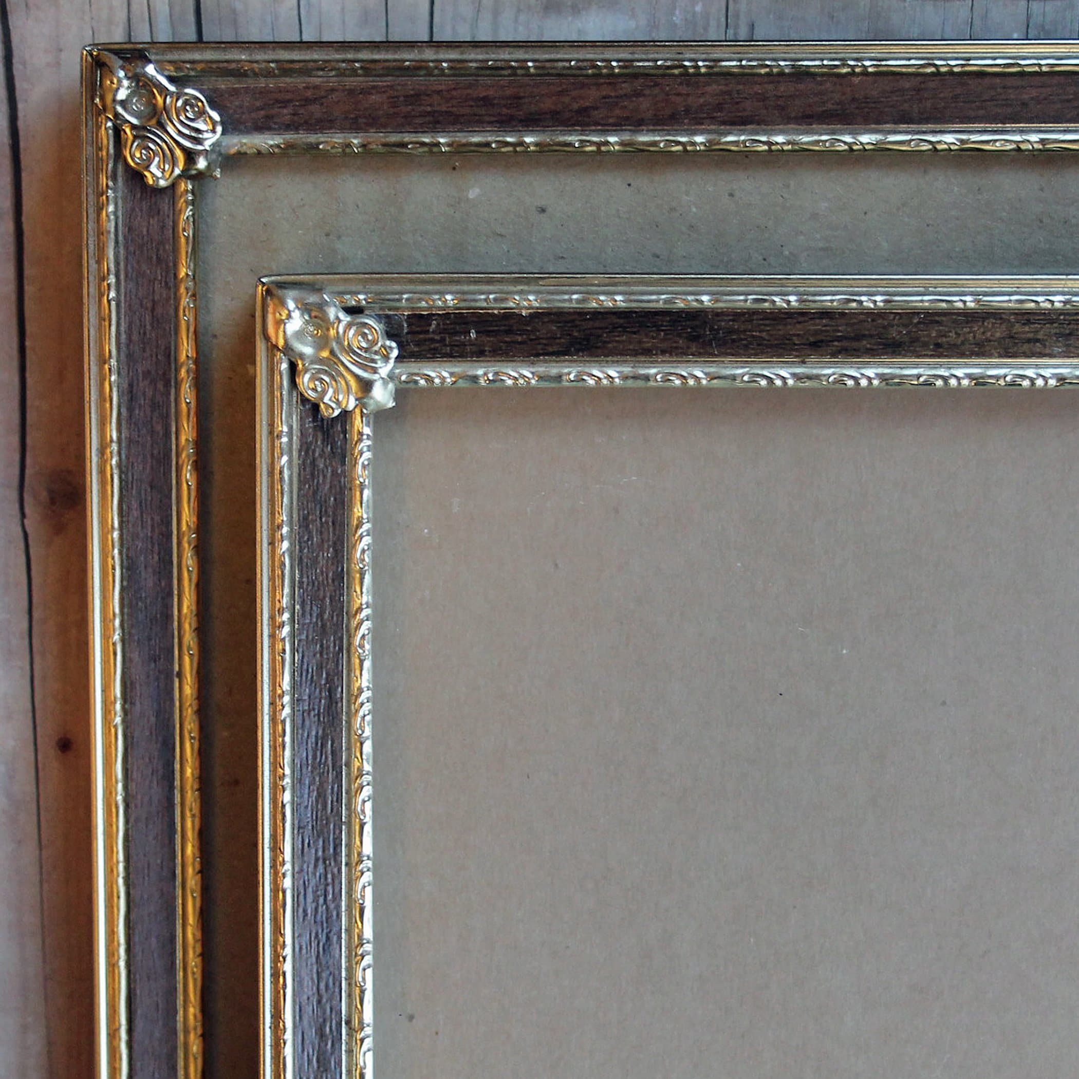 Vintage 8x10 Brass Golden Metal Photo Picture Frame with Faux Wood ...