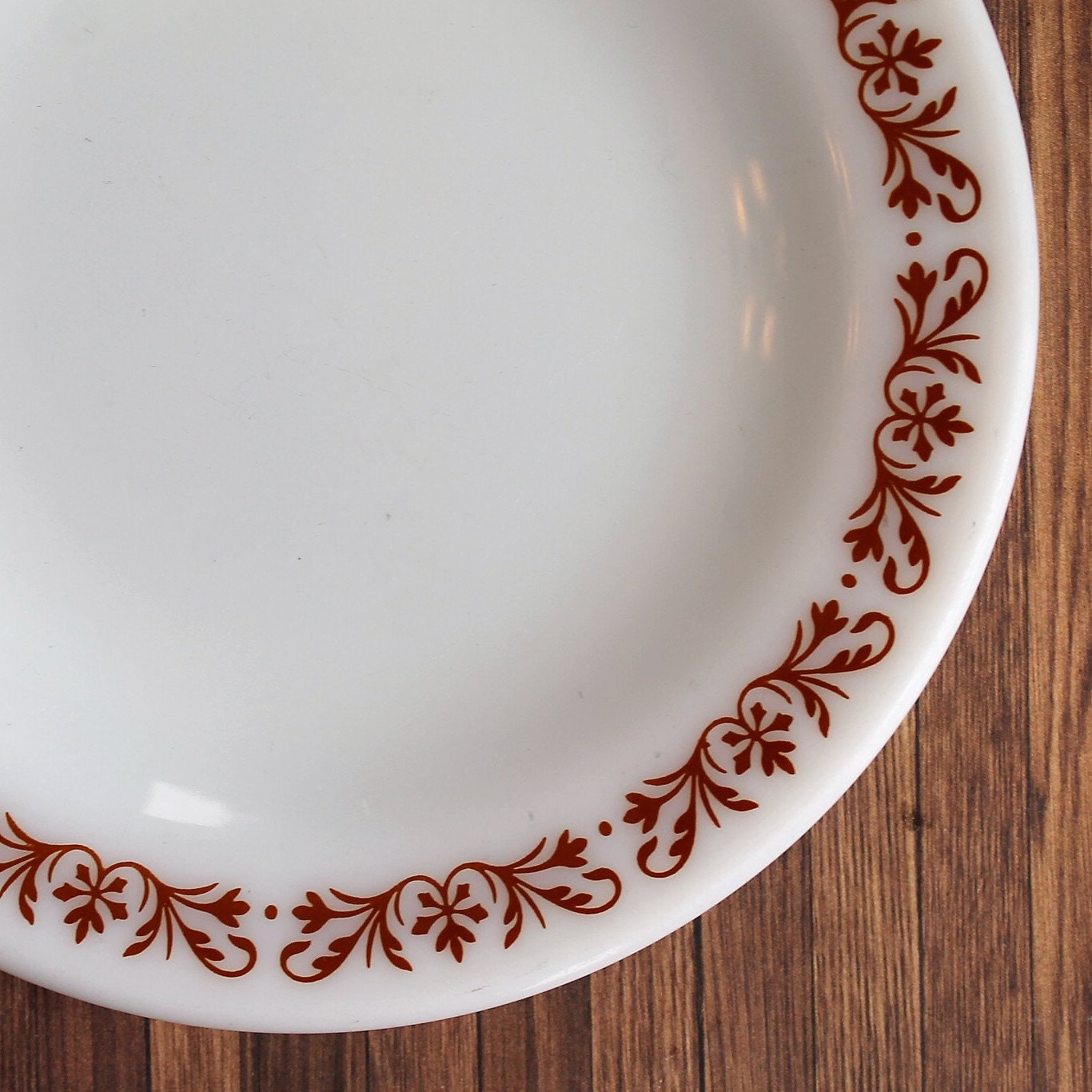 Vintage Pyrex Corning COPPER FILIGREE 6 Dessert Plate Set of 4 White ...