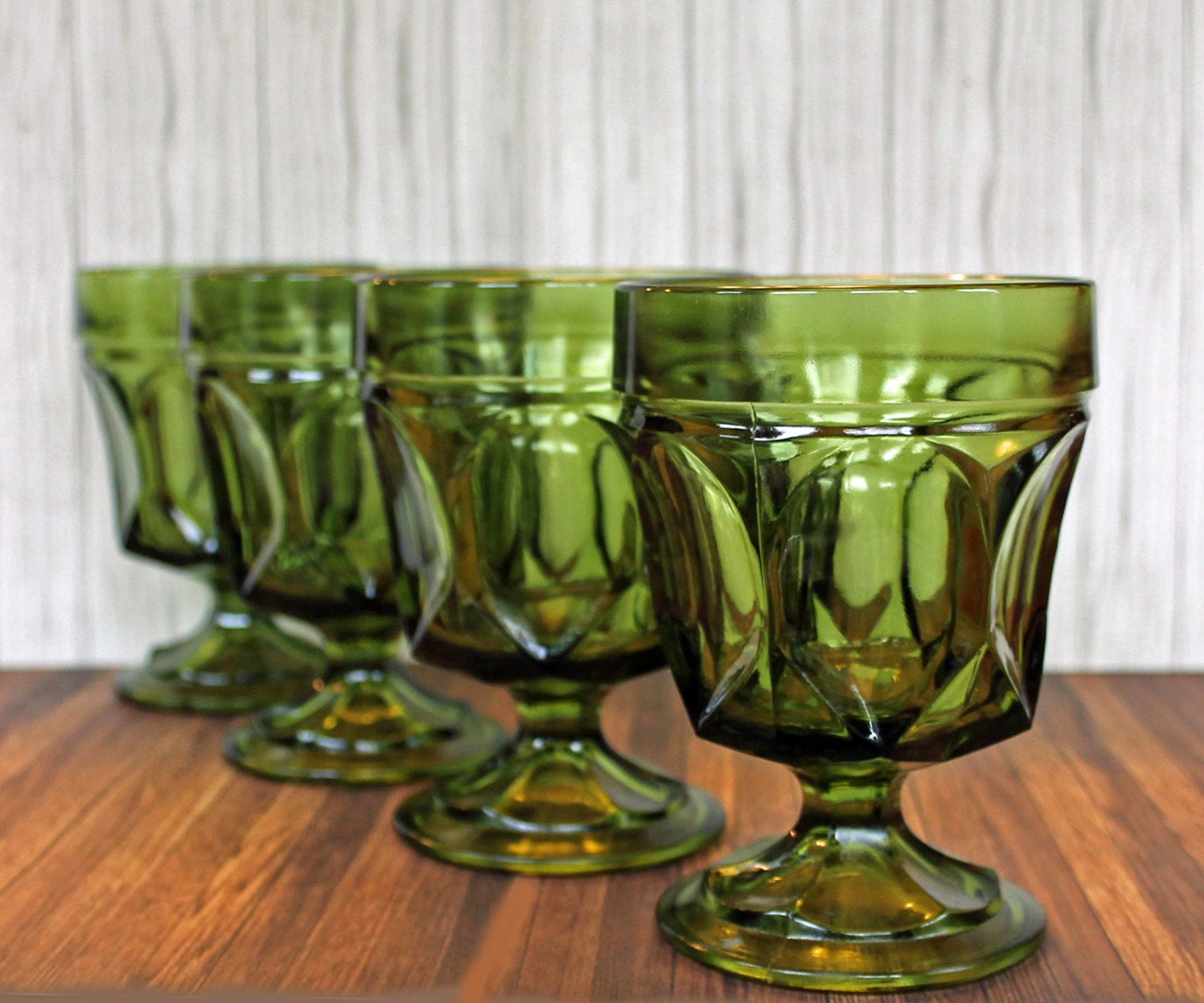 Vintage Anchor Hocking FAIRFIELD Avacado Green On The Rocks Glass ...