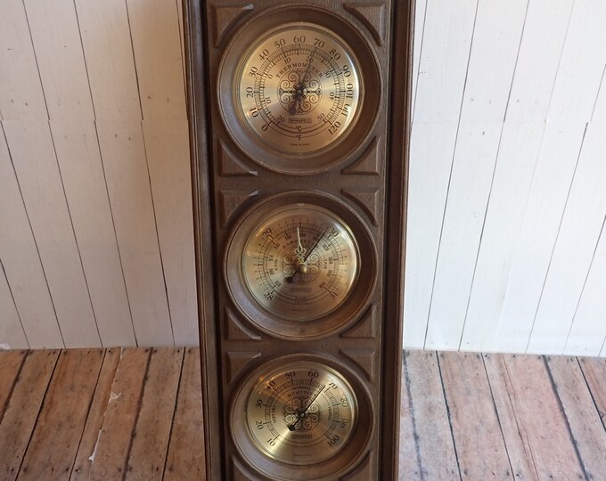 Vintage Weather Station Wall Hanging Temperature Humidity Gauge ...
