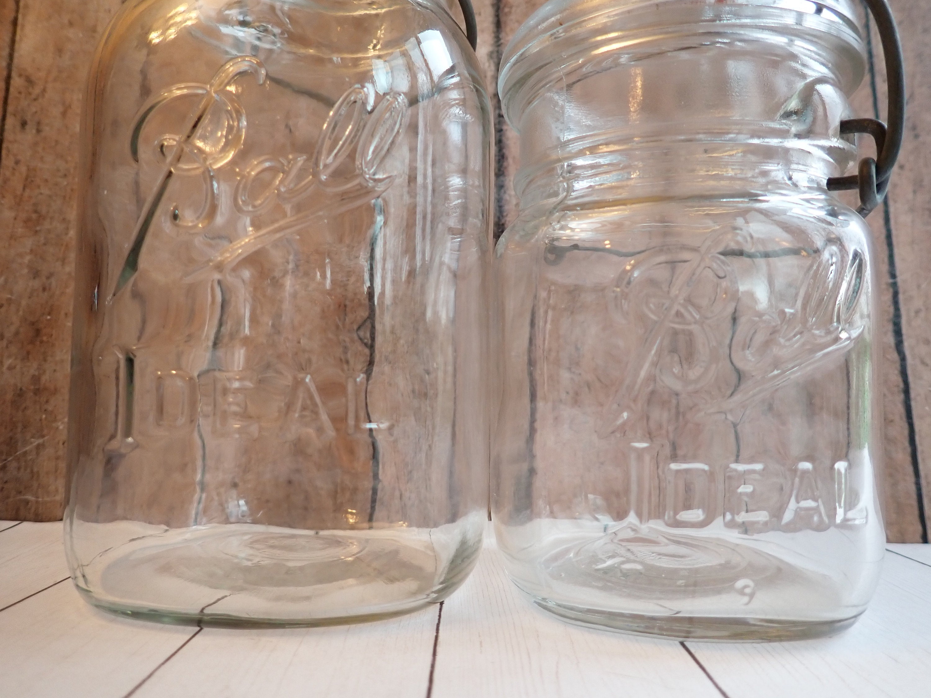 Vintage Clear Glass Ball Ideal Jar with Lid and Bail Set of 2 Quart and ...