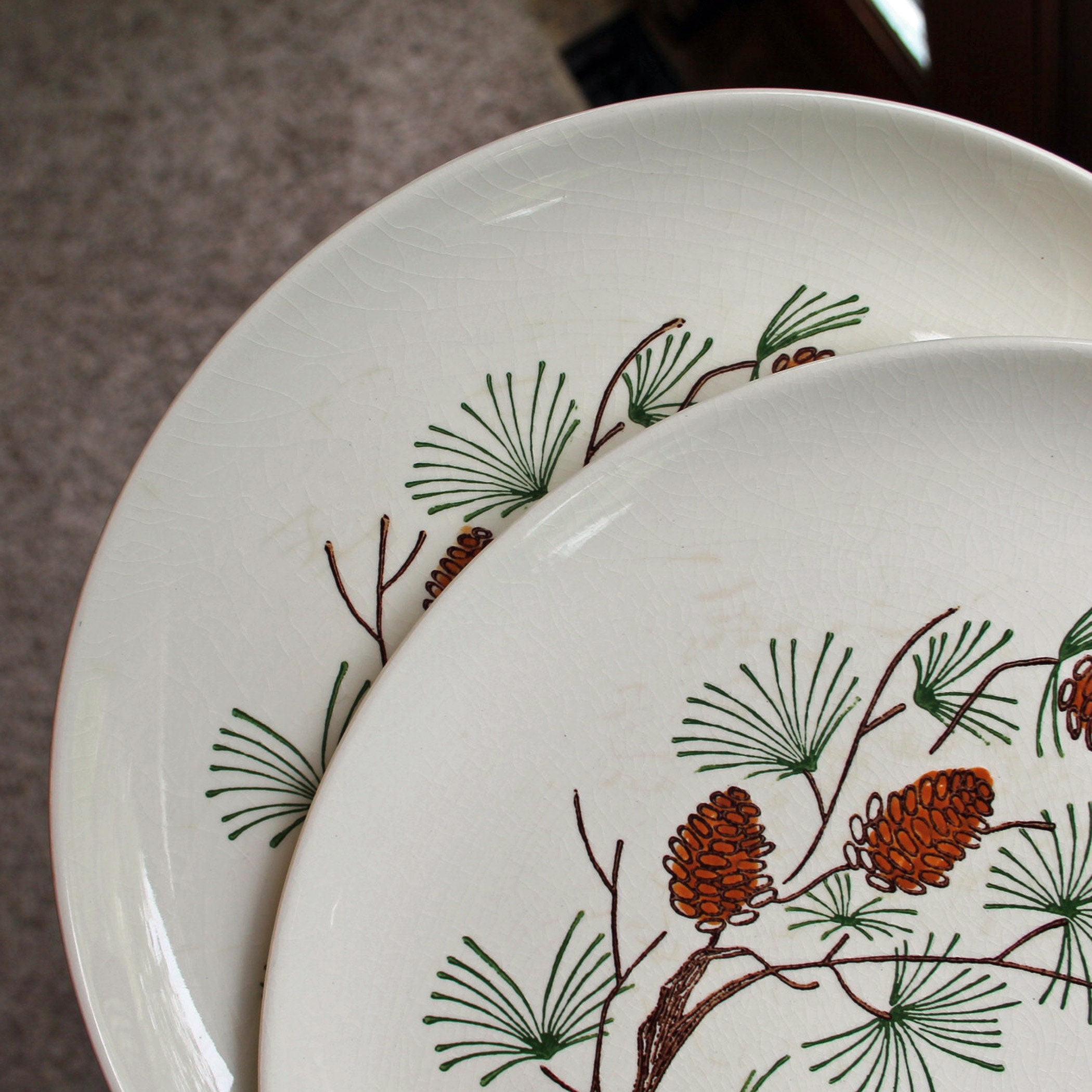 Vintage Marcrest Stetson PINE Dinner Plate Set of 4 Winter Holiday ...