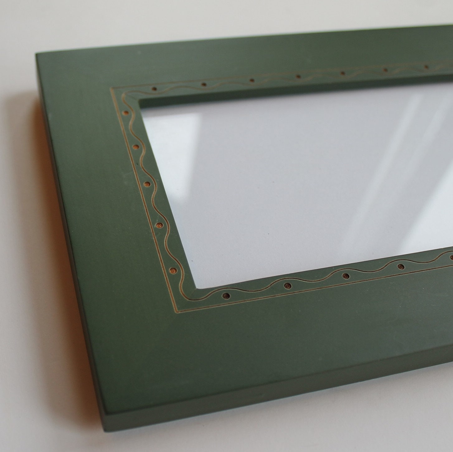 Vintage RARE WOODS 4x12 Panoramic Picture Photo Frame Green Wood Frame ...