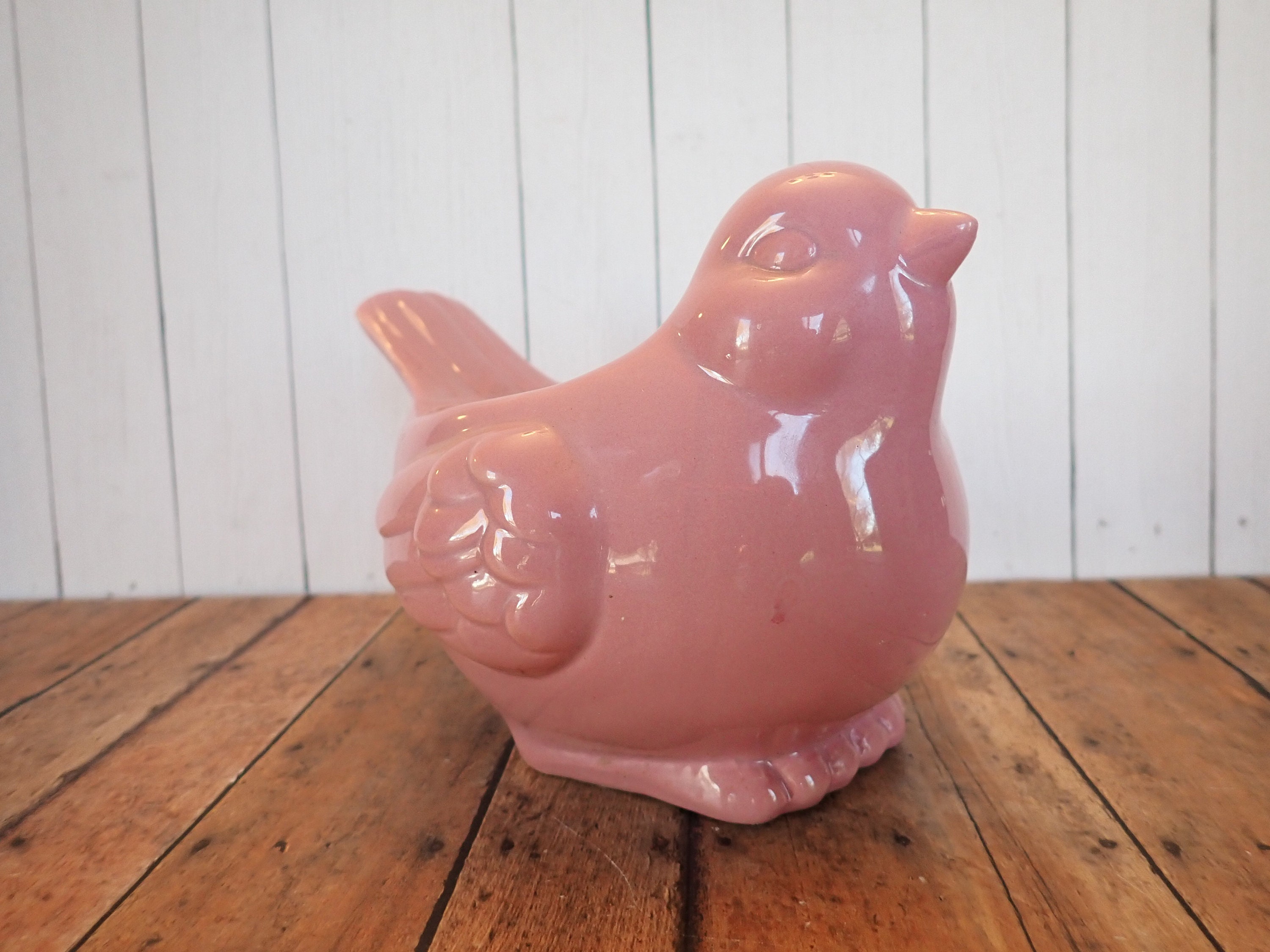 Vintage Pink Ceramic Bird Planter Flowerpot Flower Pot Sleek Modern ...