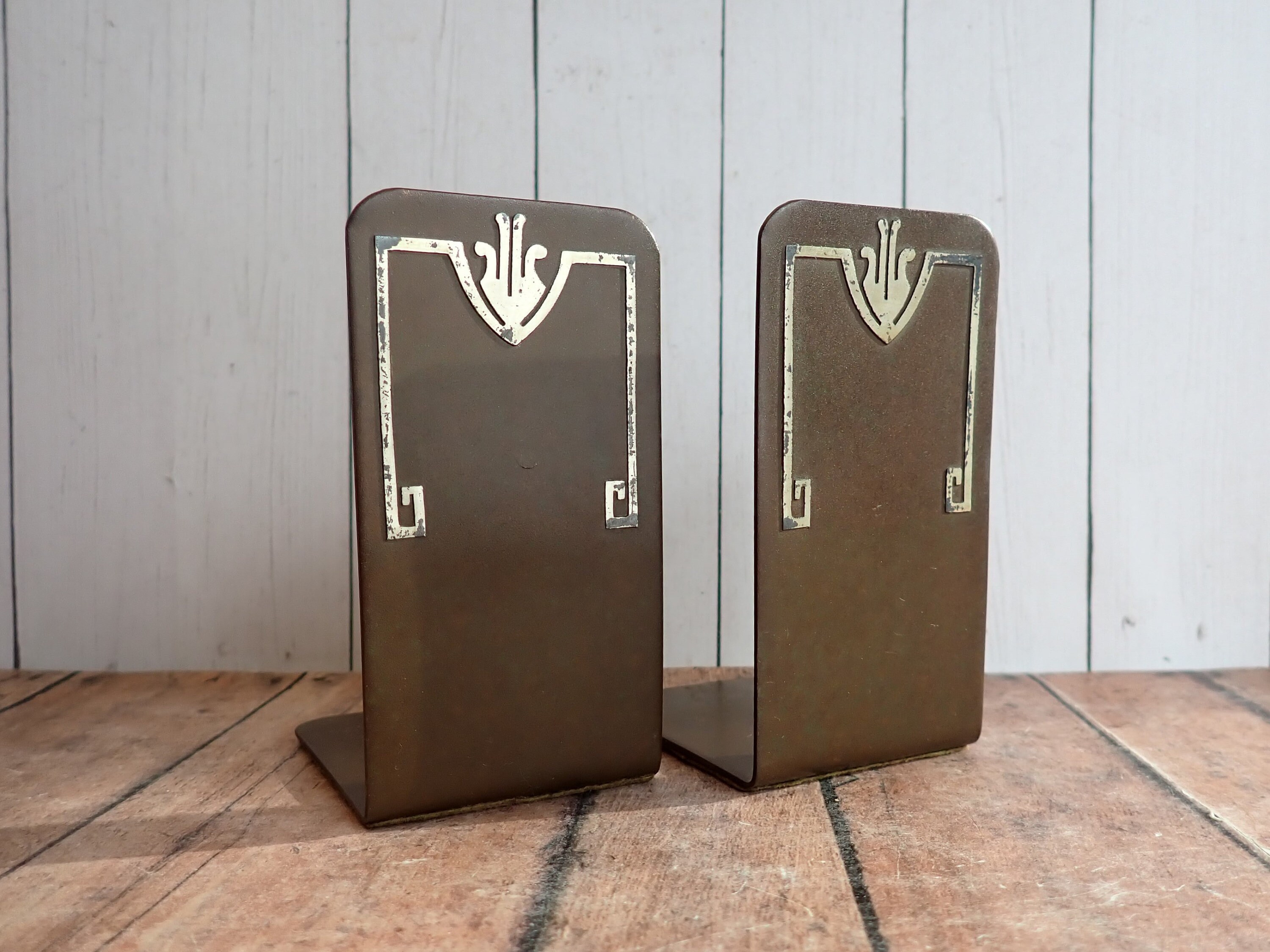 Vintage Silver Crest Arts and Crafts Style Small Bookends Bronze with ...