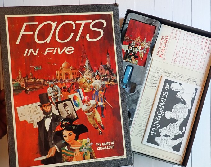 Vintage 3M Bookshelf Game Facts in Five Board Game With Original Box ...