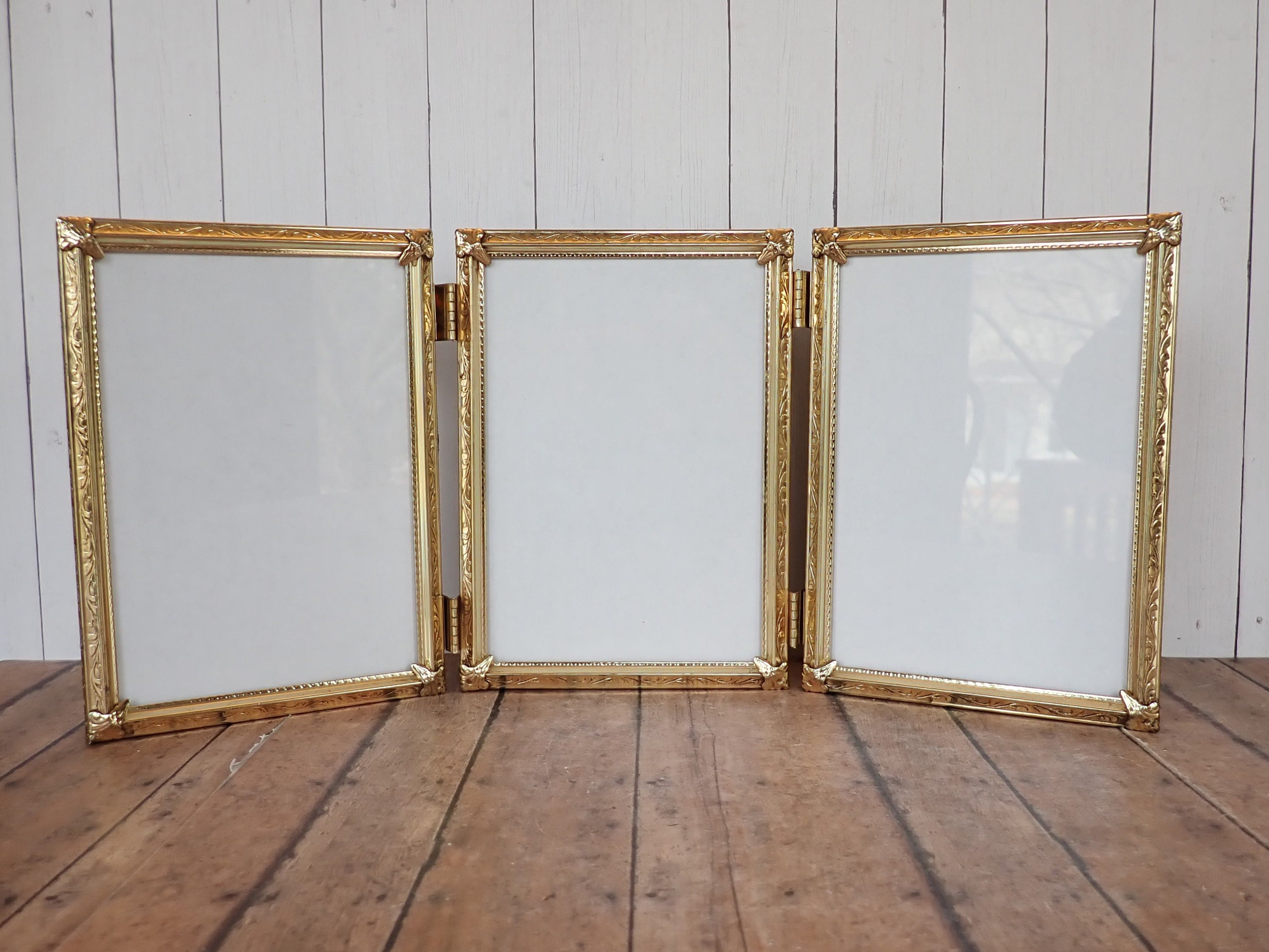 Vintage Brass Bronze Metal Triple Hinged 5x7 Three Part Photo Picture ...