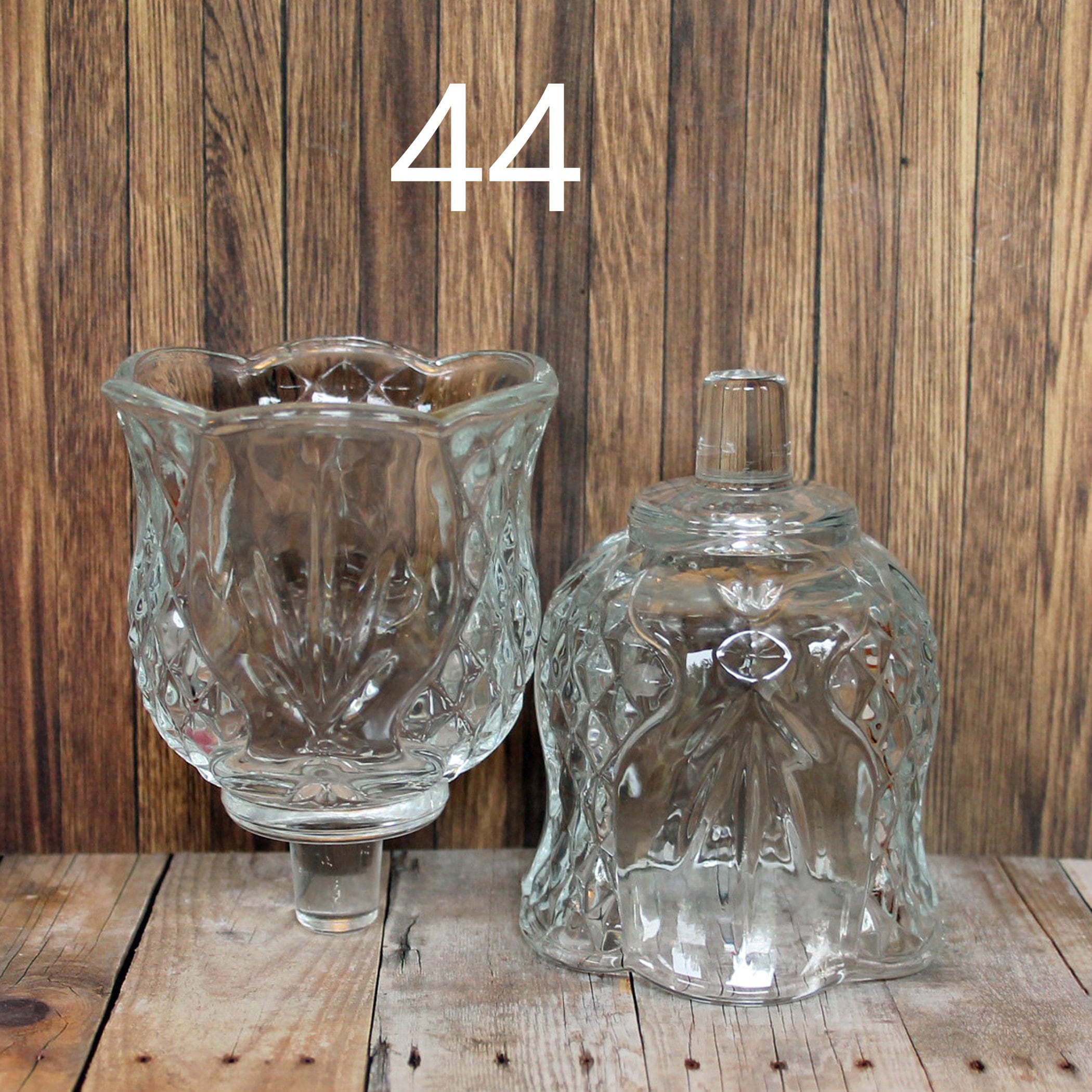 Vintage Clear Glass Votive Cups Pairs You Choose Patterned Votive Candle Holders With Peg