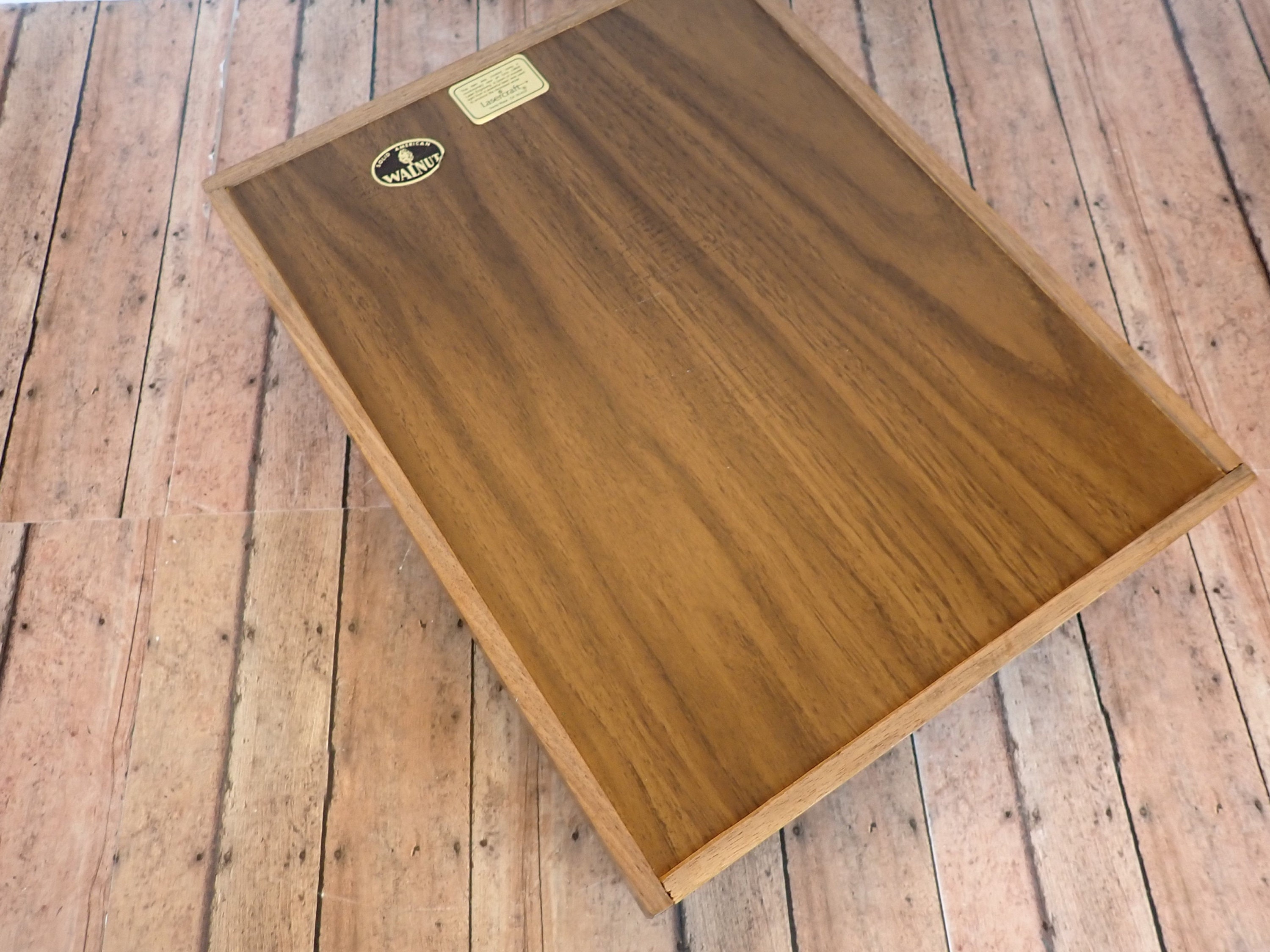 Vintage Wooden Walnut Paper Tray Desk Office Storage Wood Organizer ...