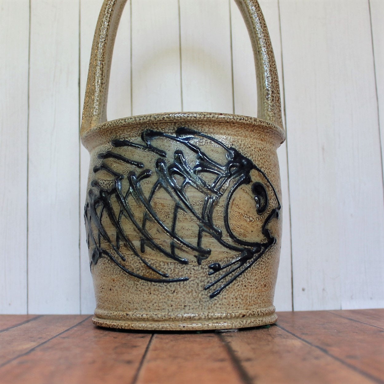 Vintage ROCK HARD STONEWARE Pottery Bowl Crock Planter Basket with ...
