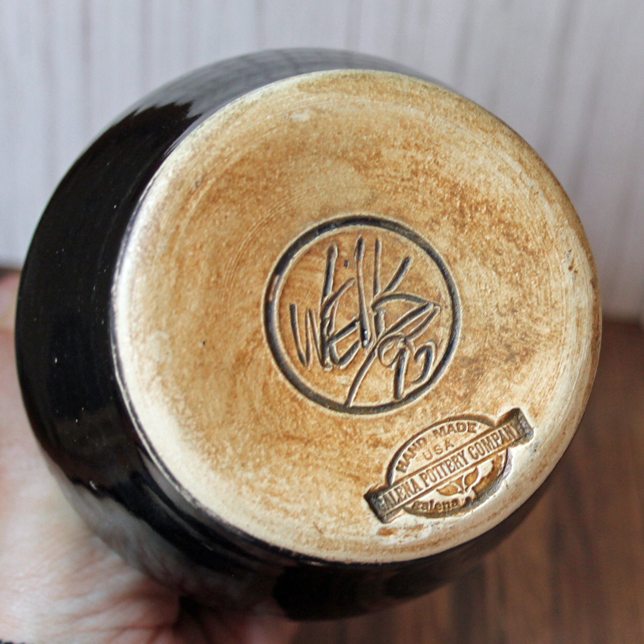 Vintage GALENA POTTERY Stoneware Vase or Planter Black Grey Green ...
