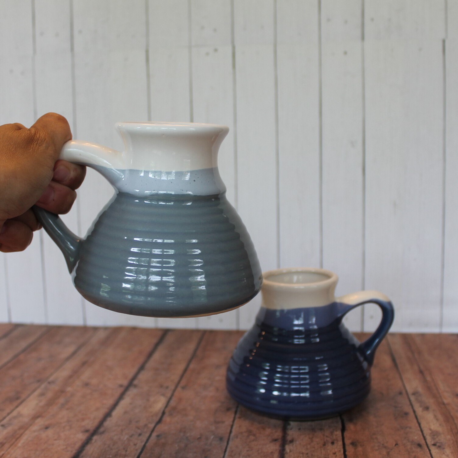 Vintage Wide Base No Spill Ceramic Stoneware Travel Mugs Set of 2 Spill ...