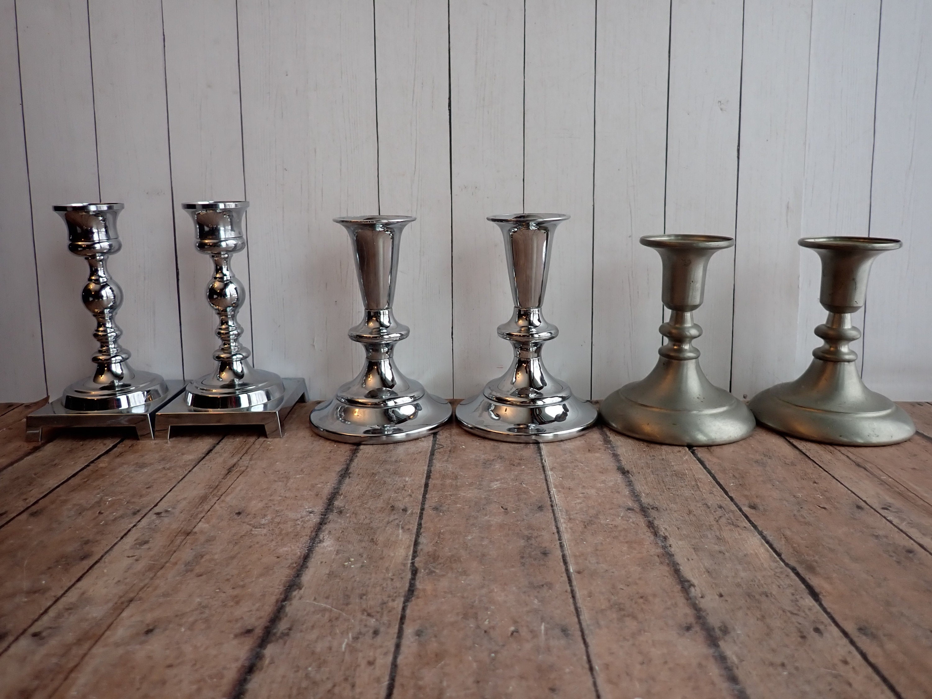 Vintage Silver Metal Pewter Candlestick Set of 10 Matching Pairs ...