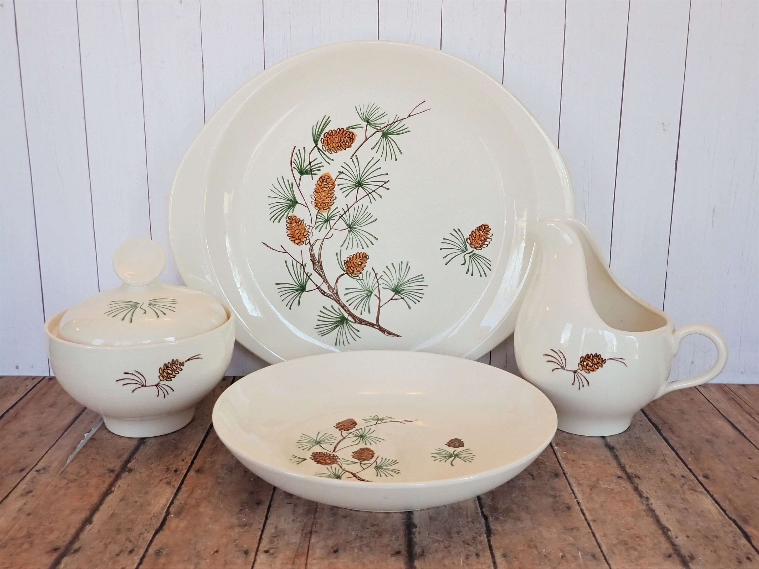 Vintage Marcrest Stetson PINE Serving Set 11 Platter 8 Vegetable Bowl ...