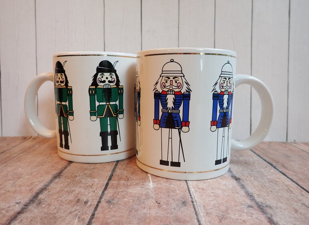 Vintage Christmas Mug Set of 2 Nutcracker Mugs Coffee Cup Holiday ...