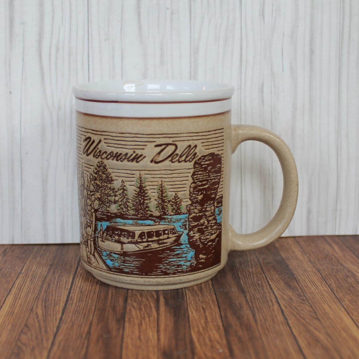 Vintage Wisconsin Dells Ceramic Souvenir Mug Dells Boat Tour Coffee Cup