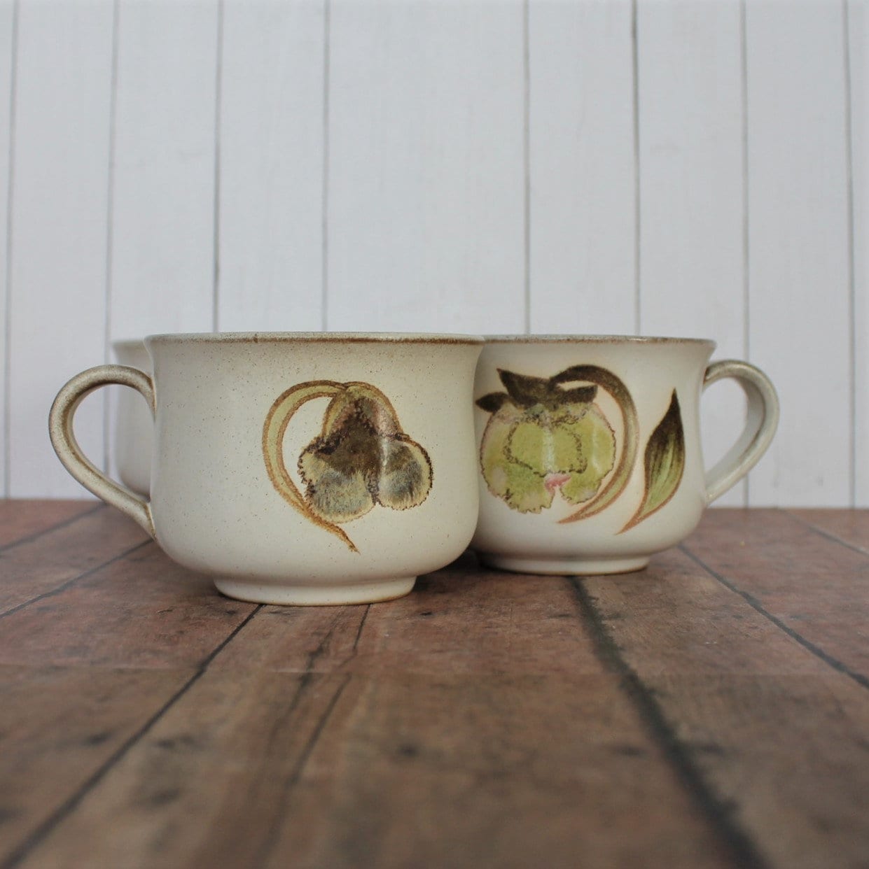 Vintage Denby TROUBADOR Ceramic Cup Set of 4 Tea or Coffee Cups White ...