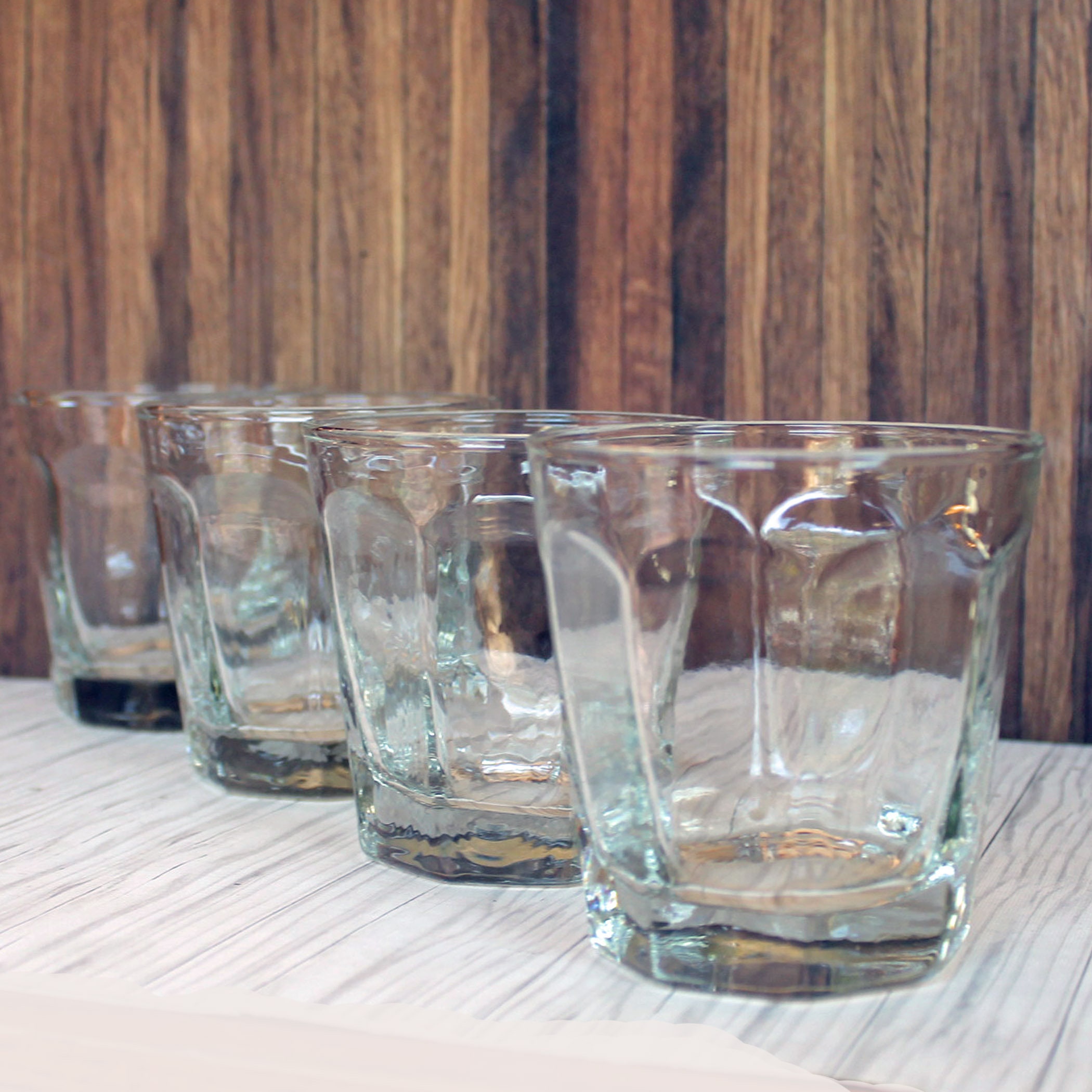 Vintage ANTIQUE CLEAR Old Fashioned Glass Set of 4 Flat Panel Design ...