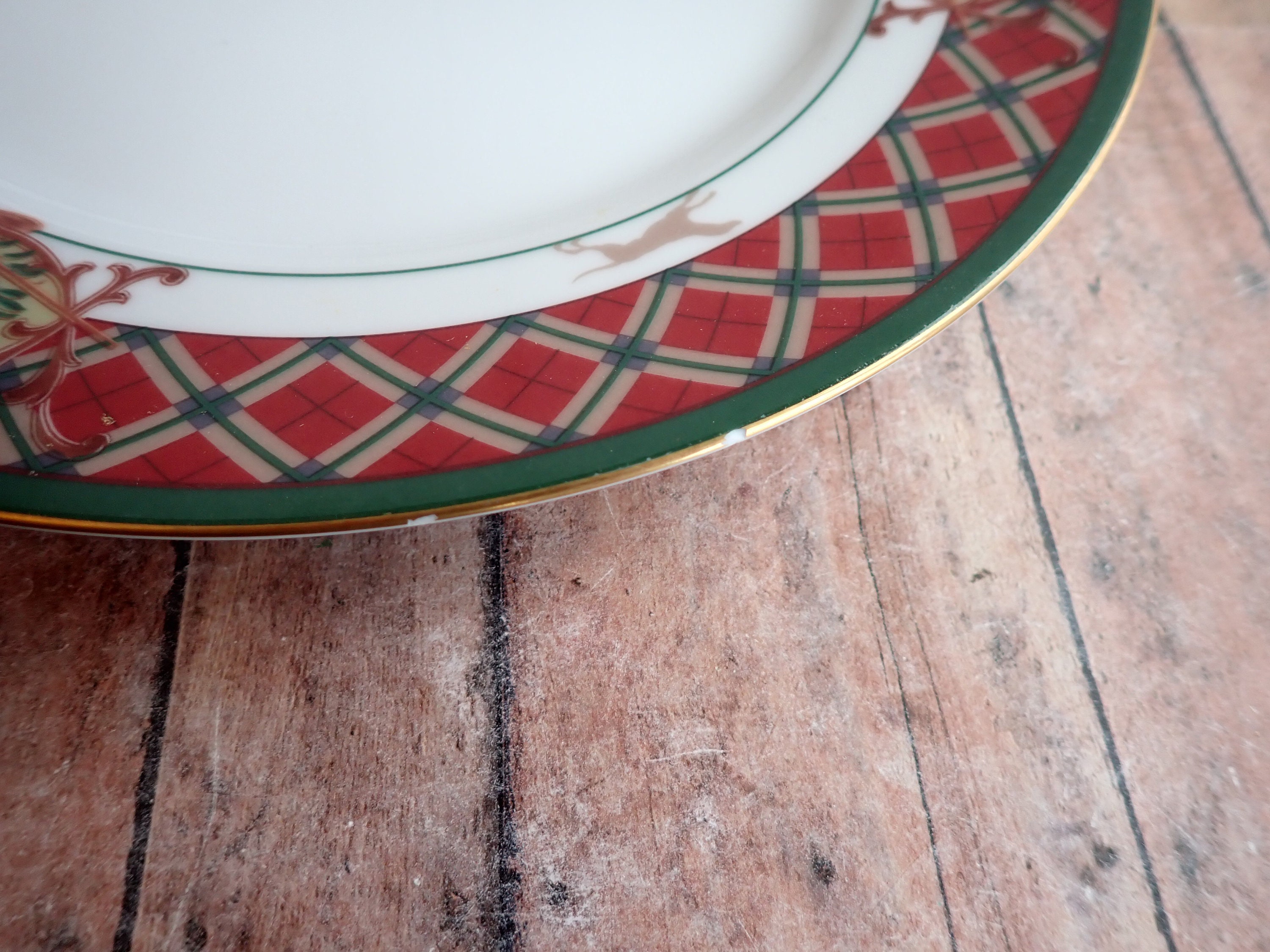 Vintage Noritake ROYAL HUNT Dinner Plate Set of 3 Plates Red and Green ...