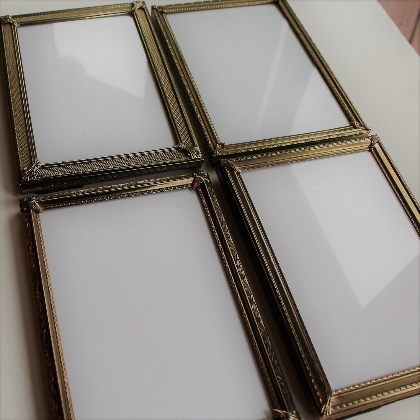 Vintage 5x7 Metal Gold Brass Colored Photo Picture Frame Set of 4 Wide ...