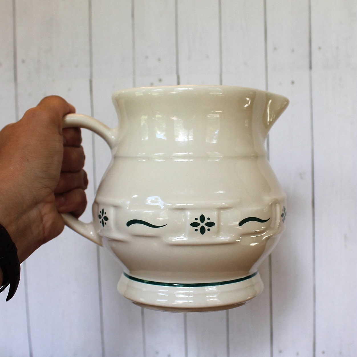 Vintage Longaberger Pottery WOVEN TRADITIONS Heritage Green Ceramic ...