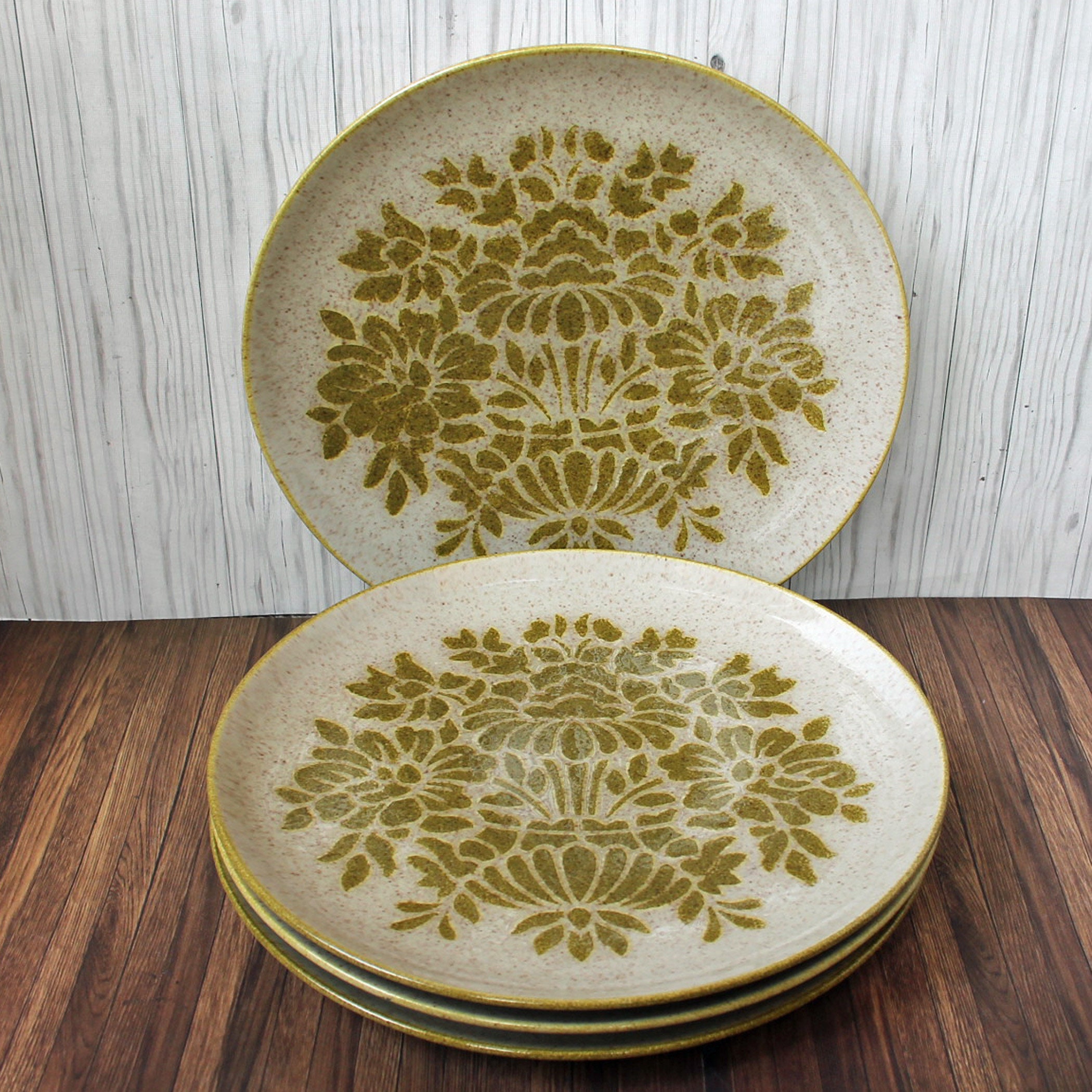 Vintage Red Wing DAMASK 10 Dinner Plate Set of 4 Plate Cream with Green ...