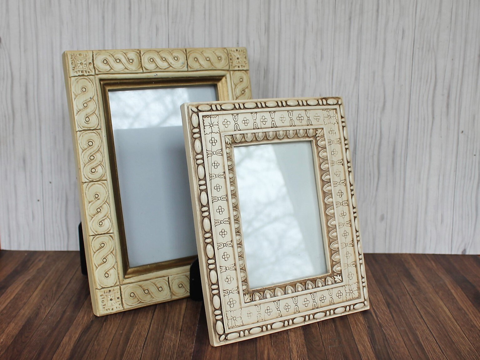 Vintage Etched Carved Faux Stone Photo Picture Frame Set of 2 3x5 and ...
