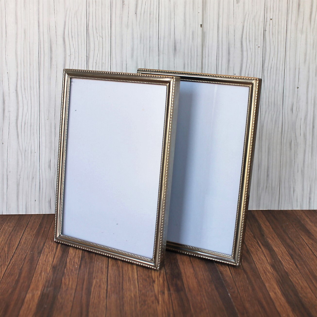 Vintage 5x7 Metal Silver Photo Picture Frame Set of 2 Frames Matched ...