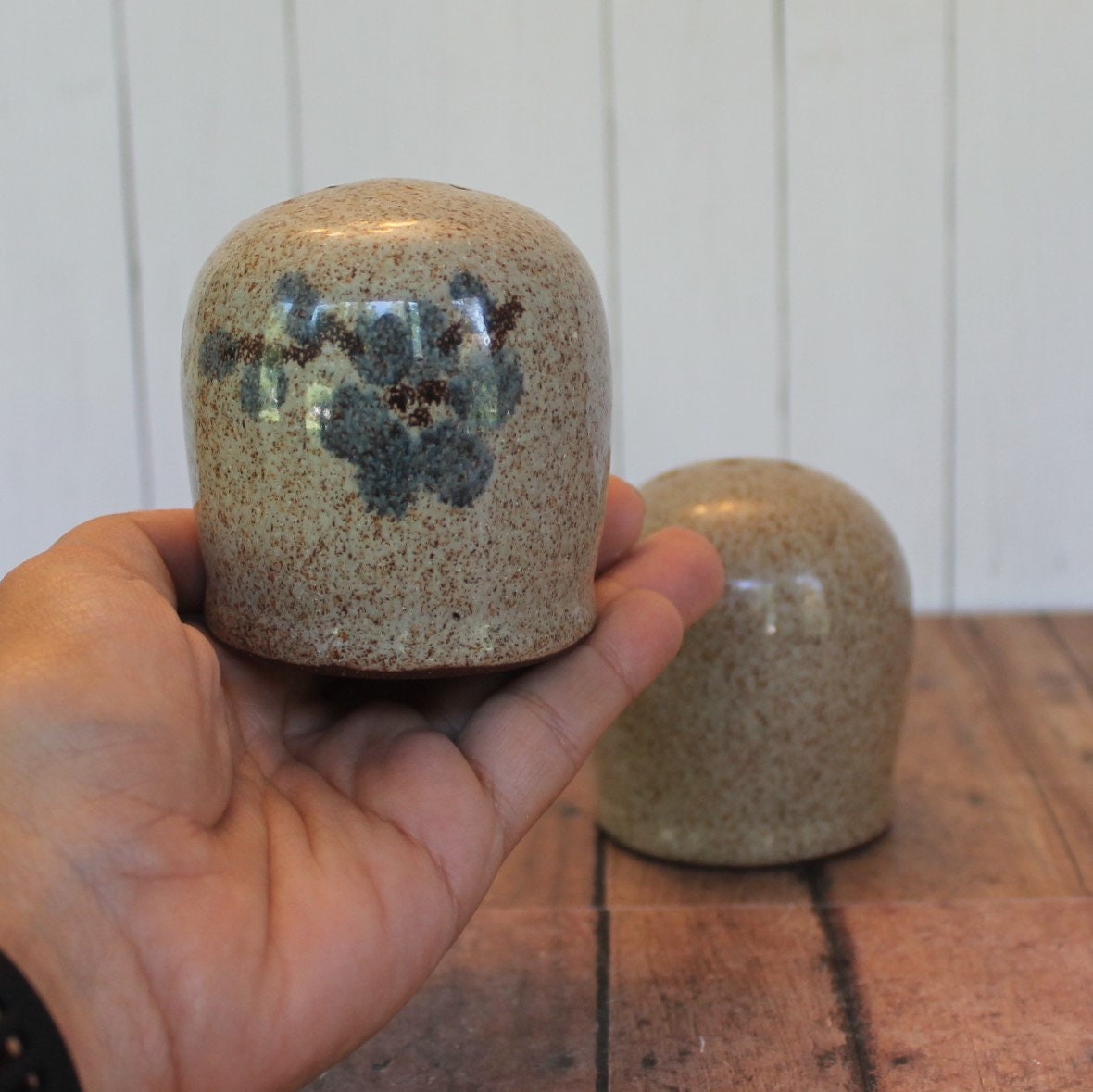 Vintage Old Time Pottery Salt and Pepper Shakers Set of 2 Gray with ...