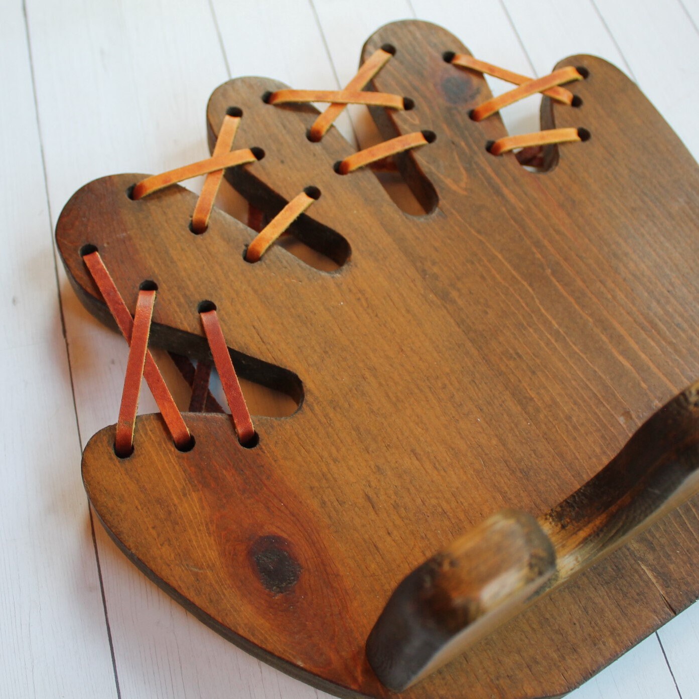 Vintage Wood Baseball Shelf Handmade Wooden Baseball Glove Display Rack ...