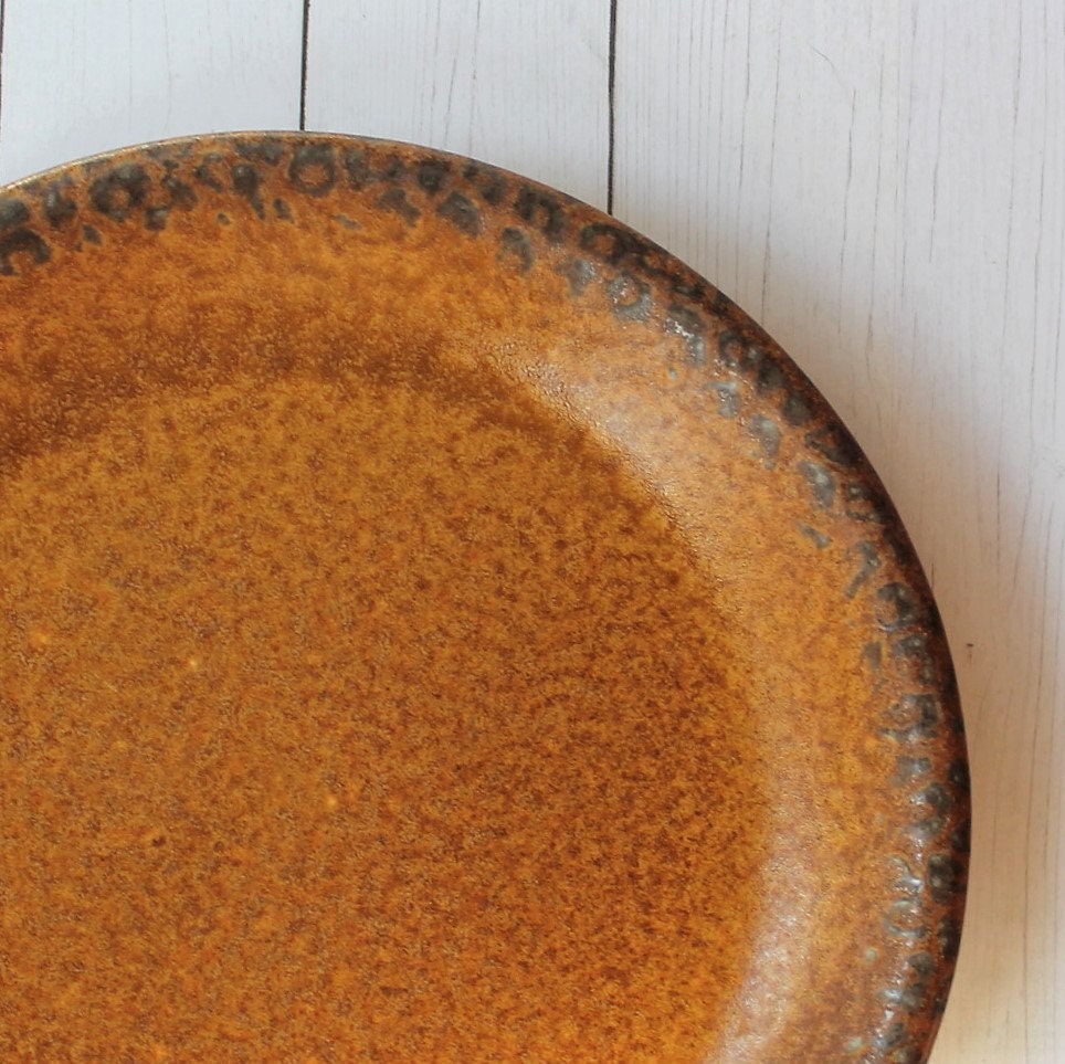 Vintage McCoy CANYON Salad Plate Set of 4 Plates Gold Brown Stoneware ...