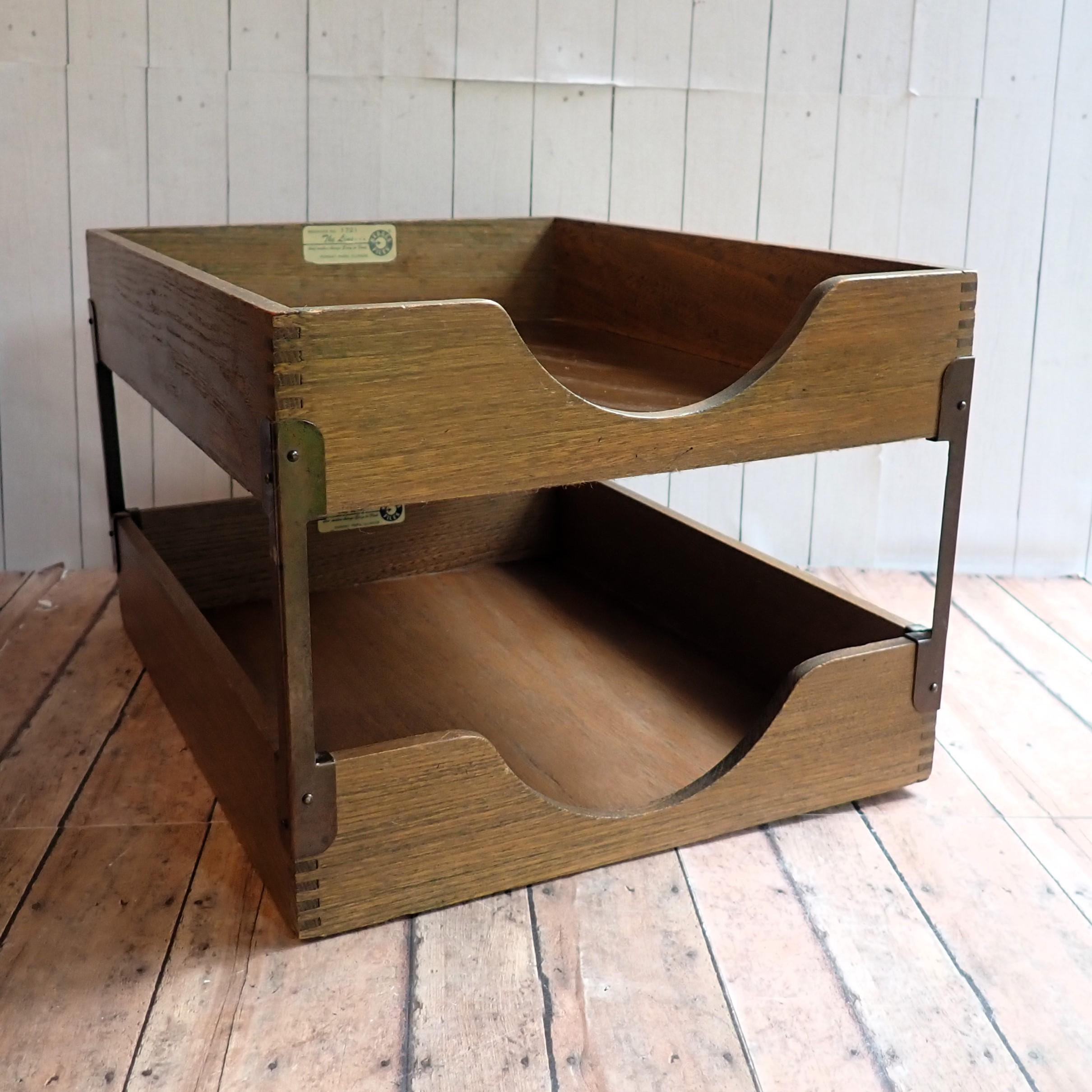 Vintage Hedges Files Wooden 2-Tier Paper Tray Desk Office Storage Wood ...