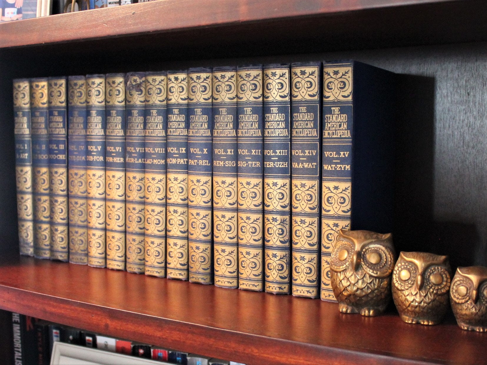 Vintage Standard American Encyclopedia Book Set of 15 Blue Decorative ...