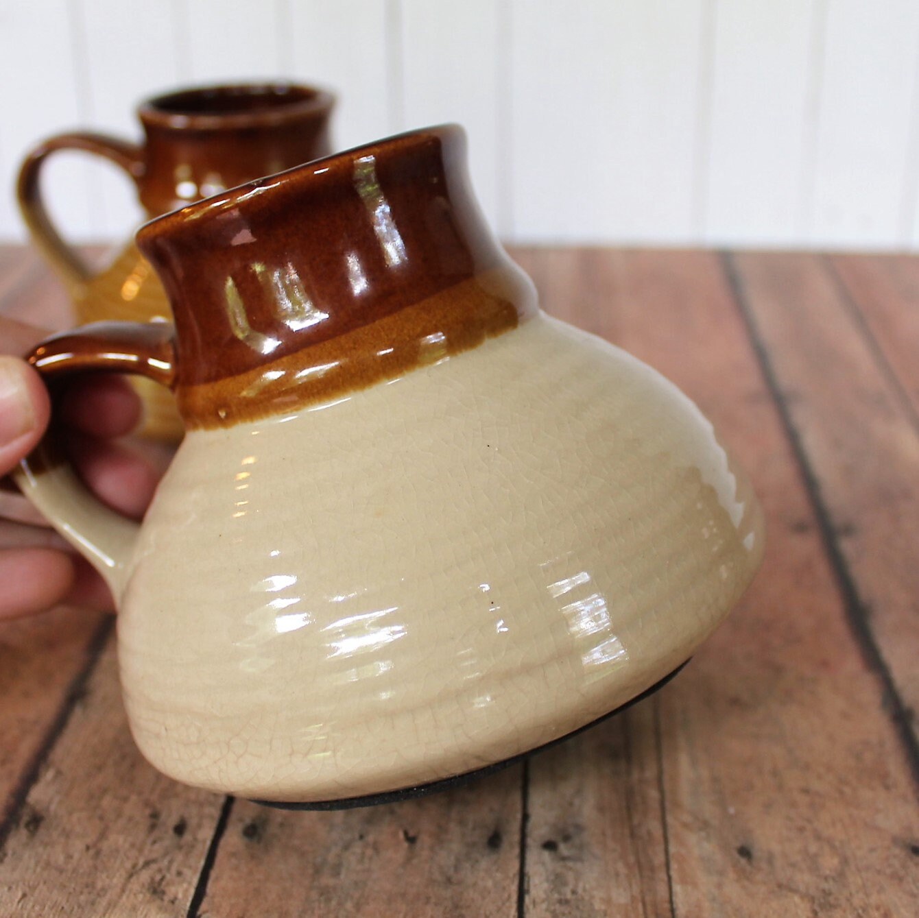 Vintage Wide Base No Spill Ceramic Stoneware Travel Mugs Set of 2 Spill ...