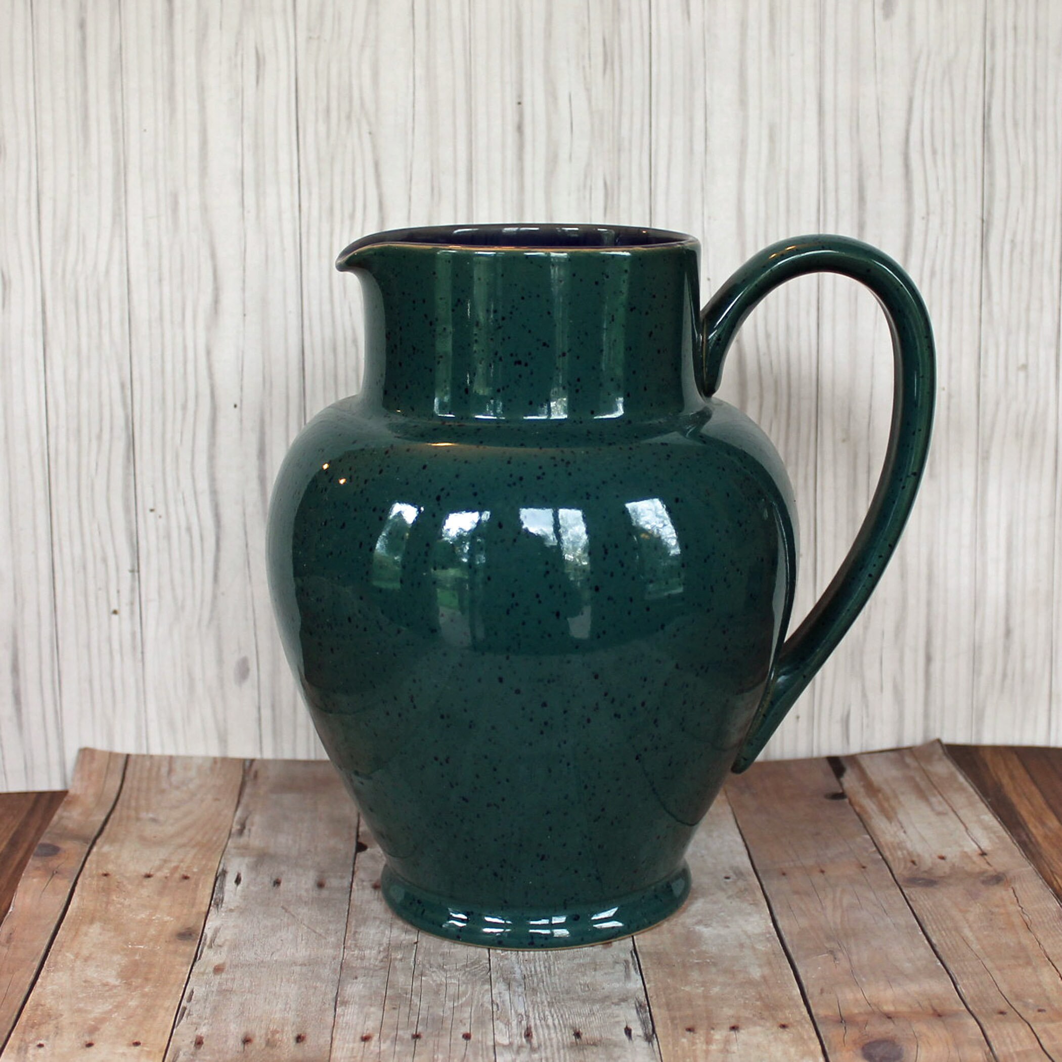 Vintage Denby HARLEQUIN 48 oz. Pitcher Green Blue Ceramic England 1990s