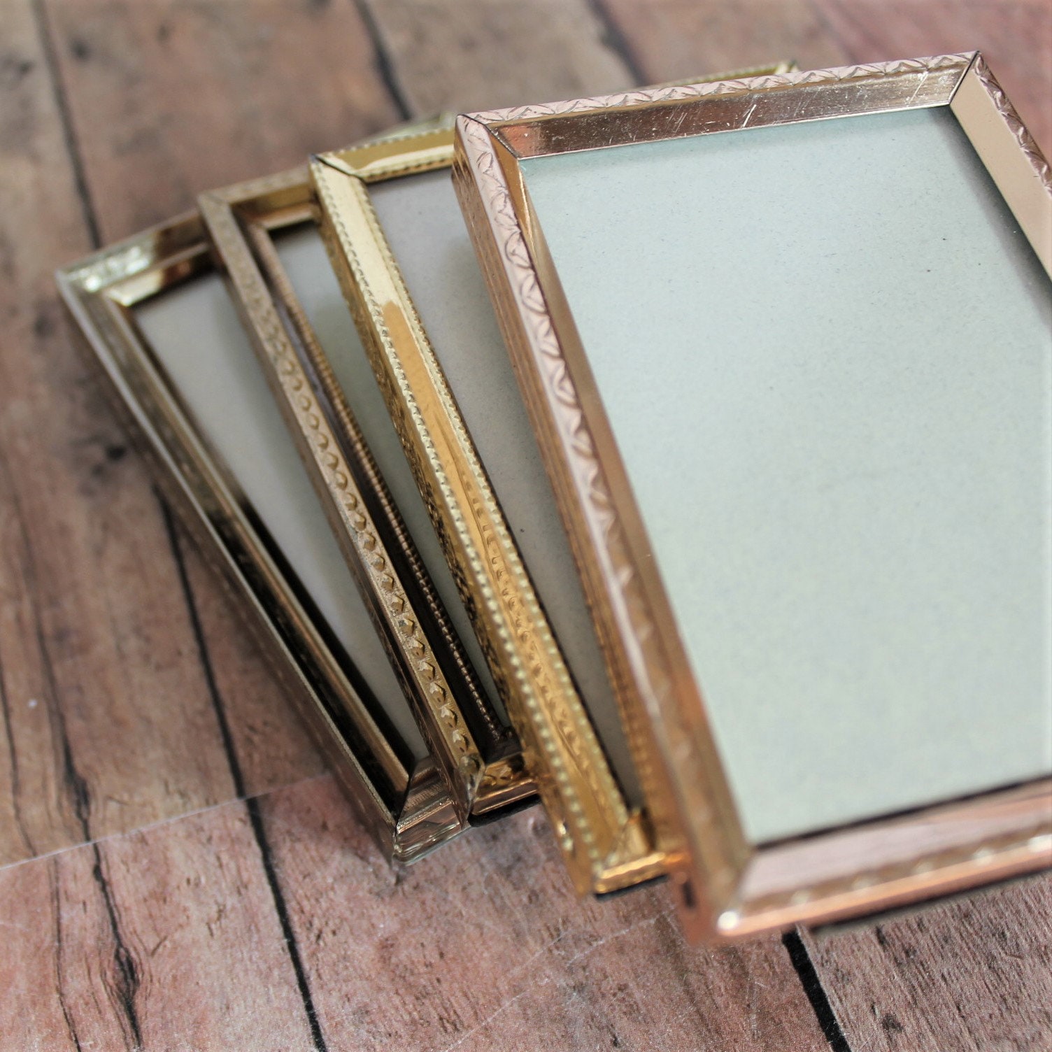 Vintage 2x3 Metal Gold Brass Colored Photo Picture Frame Set of 4 ...