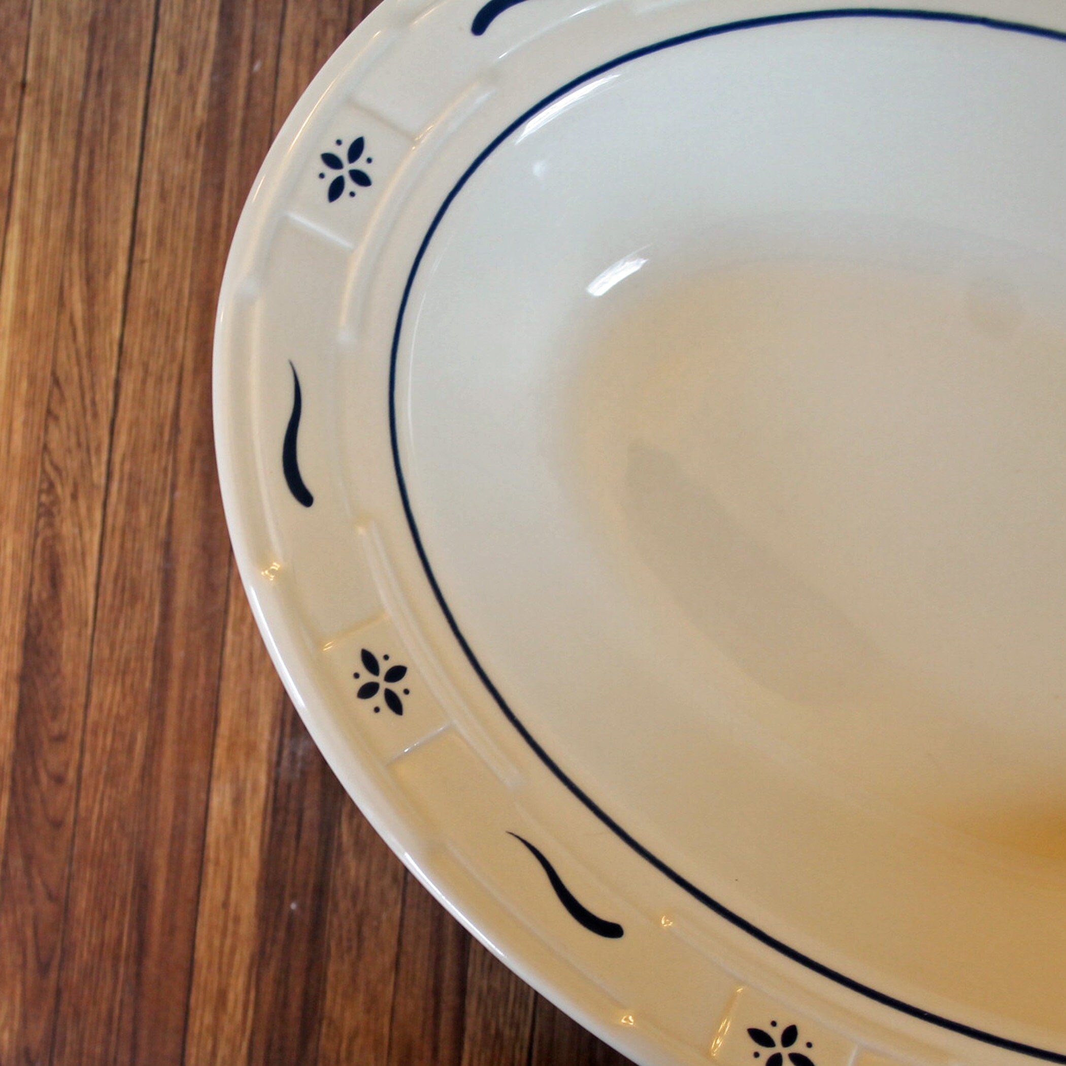 Vintage Longaberger Pottery WOVEN TRADITIONS Classic Blue 11 Oval ...