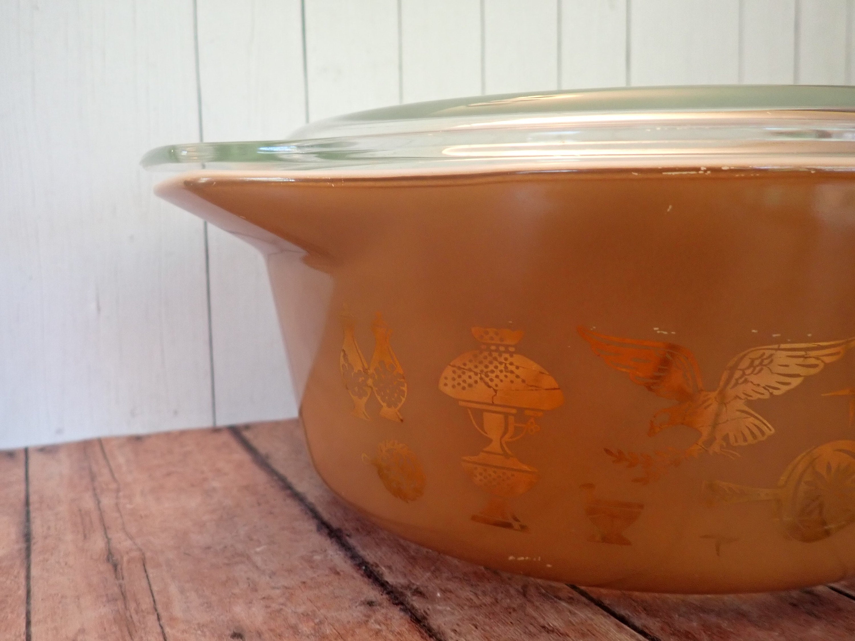 Vintage Pyrex EARLY AMERICAN Round Casserole 475 Round Casserole with ...