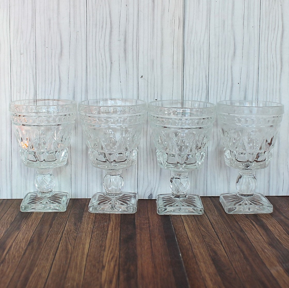 Vintage Indiana Glass Colony PARK LANE Clear 4 Wine or Juice Glass ...