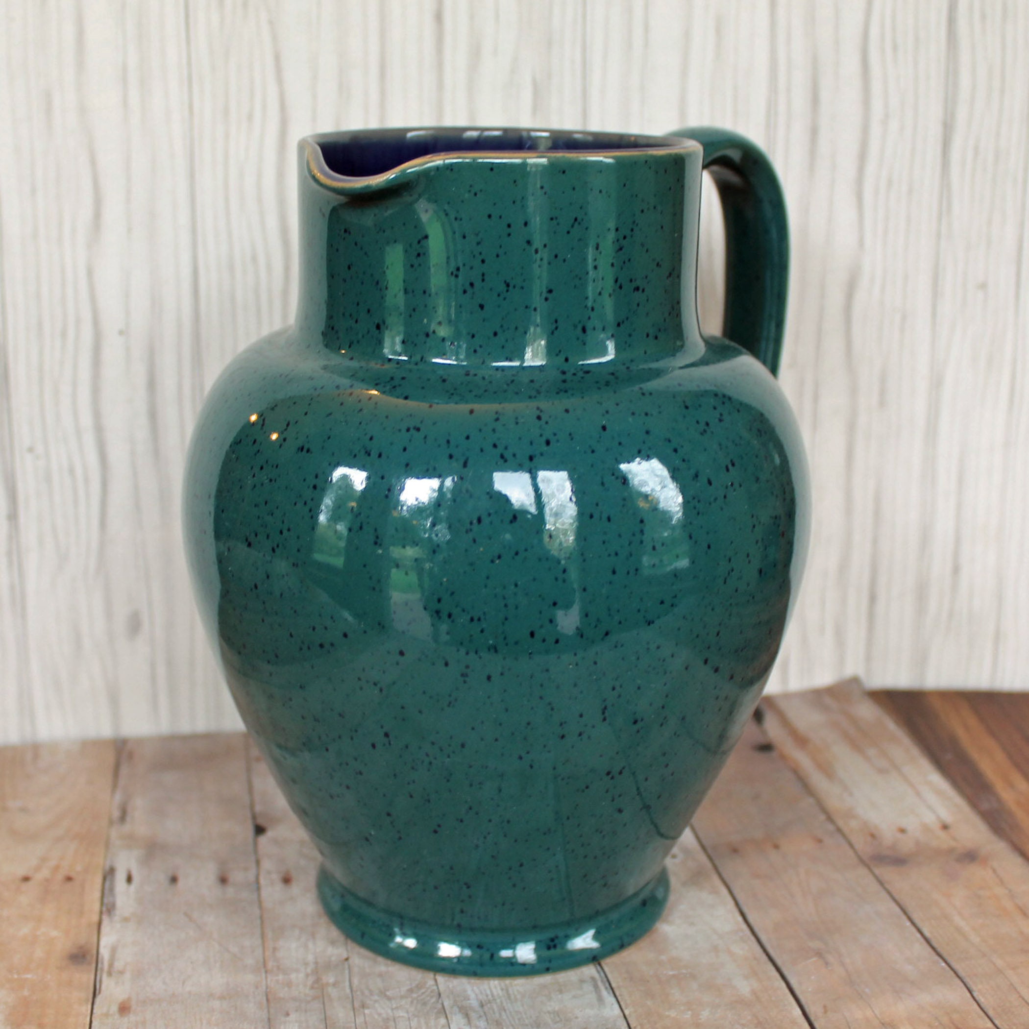 Vintage Denby HARLEQUIN 48 oz. Pitcher Green Blue Ceramic England 1990s