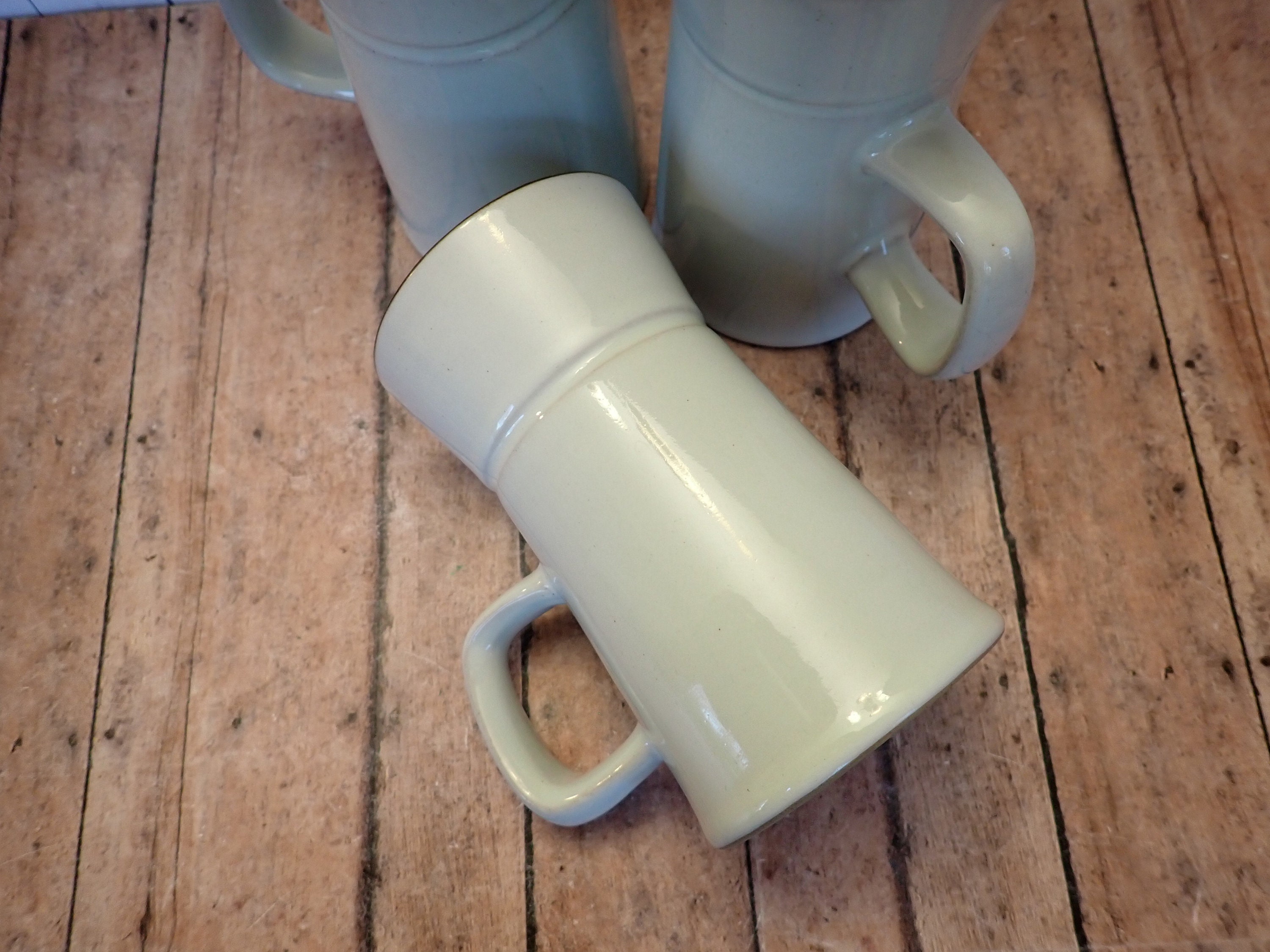 Vintage Denby SUMMIT Celadon Stoneware Grandmug Set of 3 Mugs Off White ...