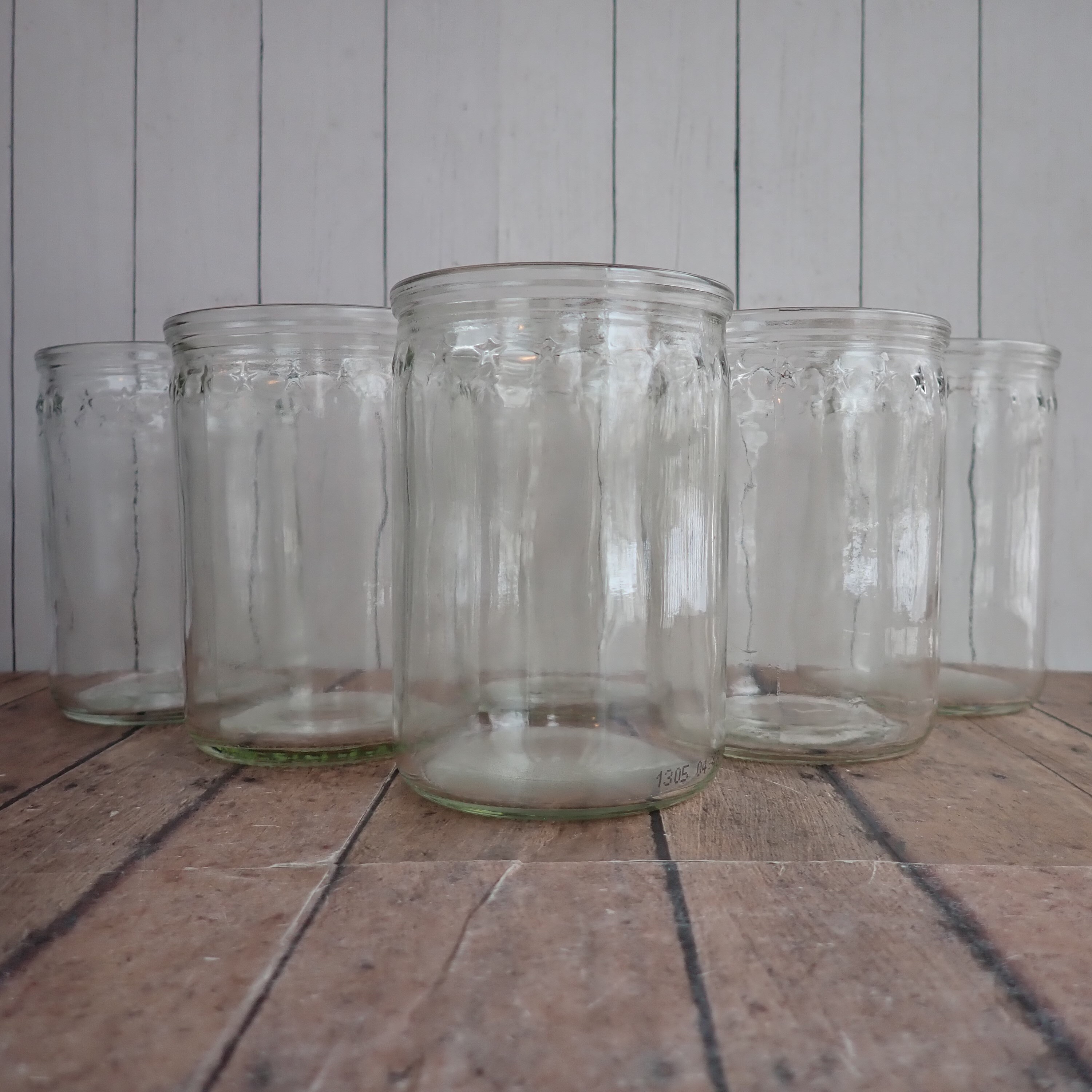 Vintage Jelly Jar Juice Glasses Tumblers Set of 6 Star Border Design ...
