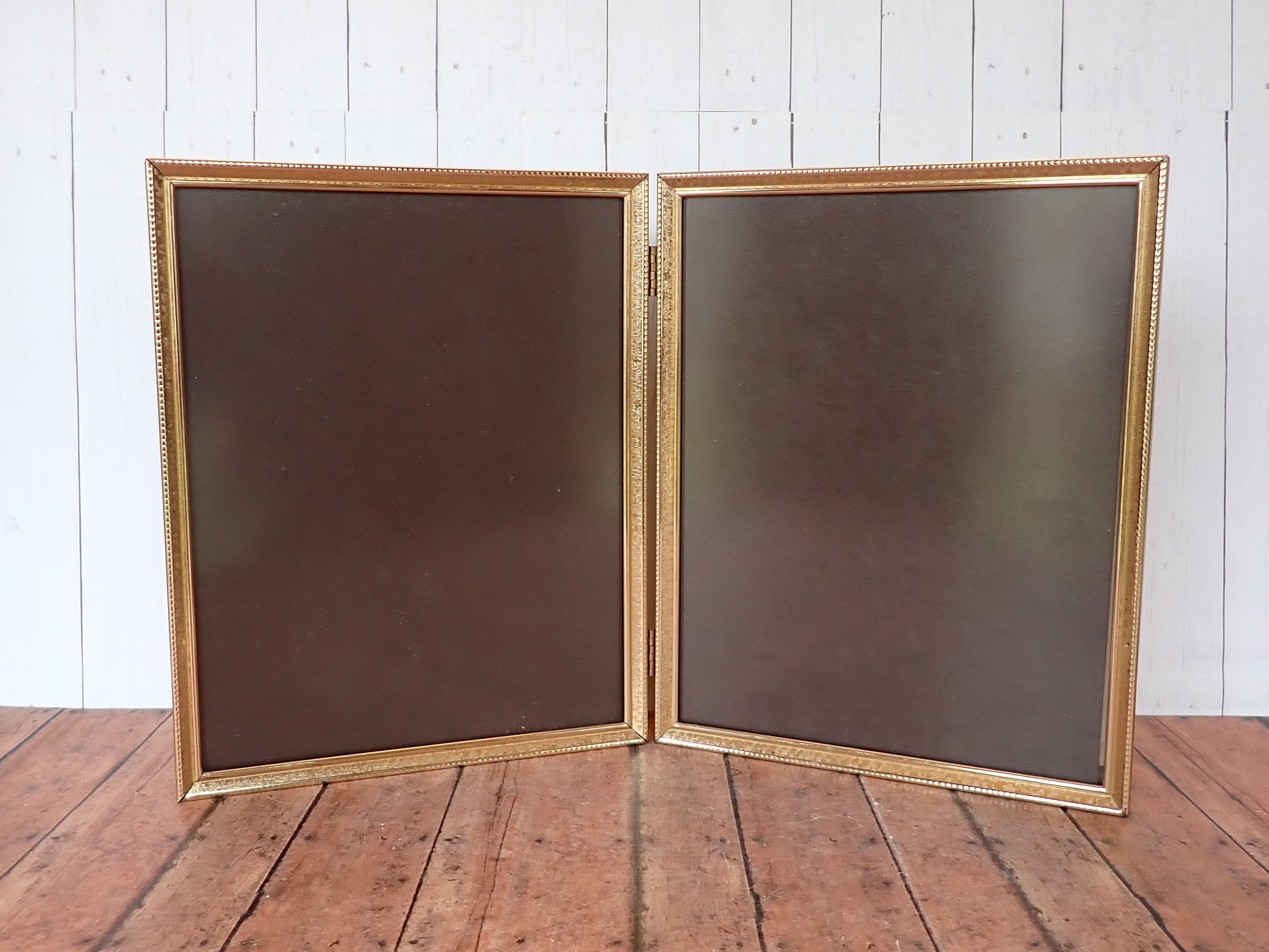 Vintage Brass Bronze Colored Metal Double Hinged Two Part Photo Picture ...
